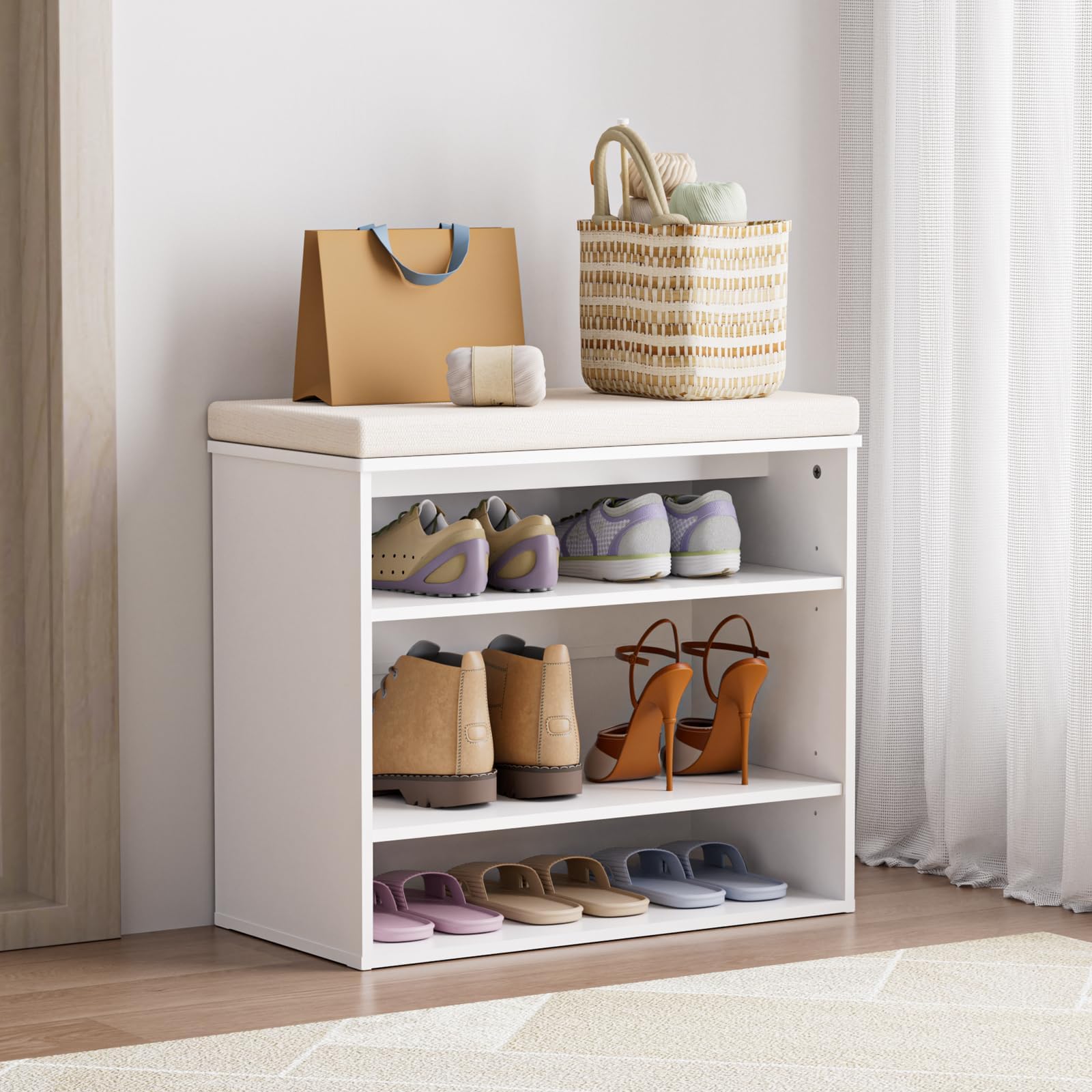 Amazon.com: SoBuy Entryway Shoe Bench Shoe Cabinet with Folding Padded ...