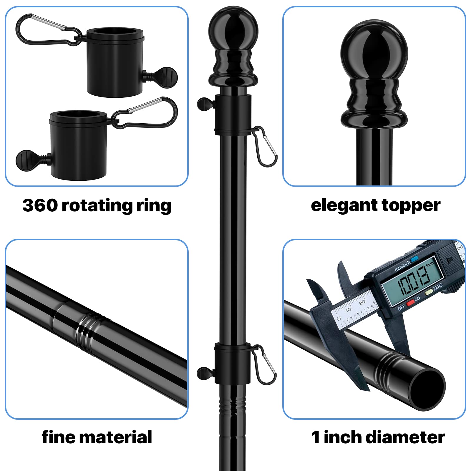 Snapklik.com : Flag Poles For Outside House, 7 FT Flag Pole For 3x5 ...