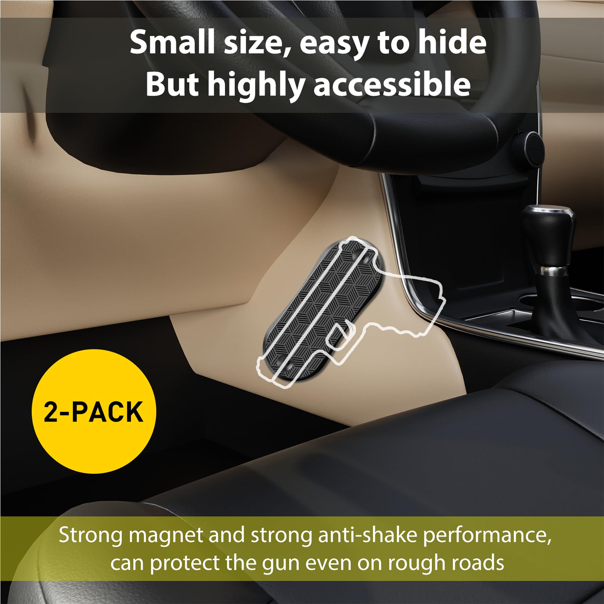 Snapklik.com : WITTO 2-Pack Gun Magnet Mount For Pistols, Rated To Hold ...