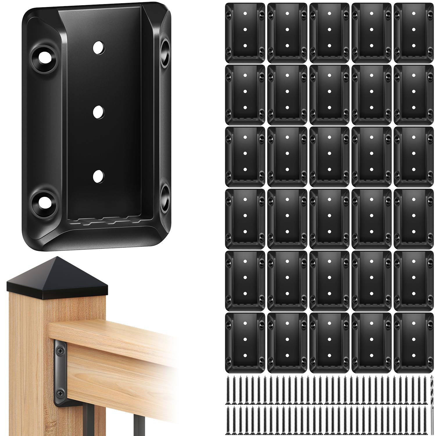 30pcs Deck Railing Bracket Connectors for 2"×4“ (Actually 1.5”x3.5 ...