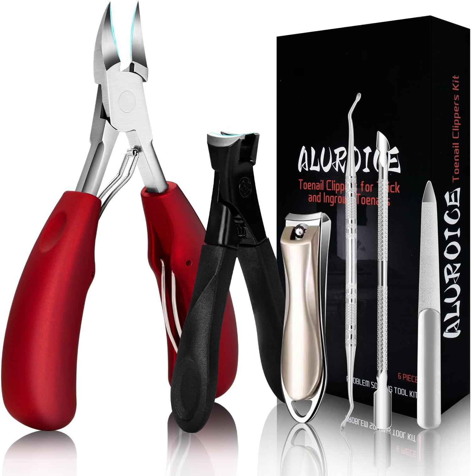 Amazon.com : Aluroice Toenail Clippers for Thick Toenails: 6PCS Ingrown ...