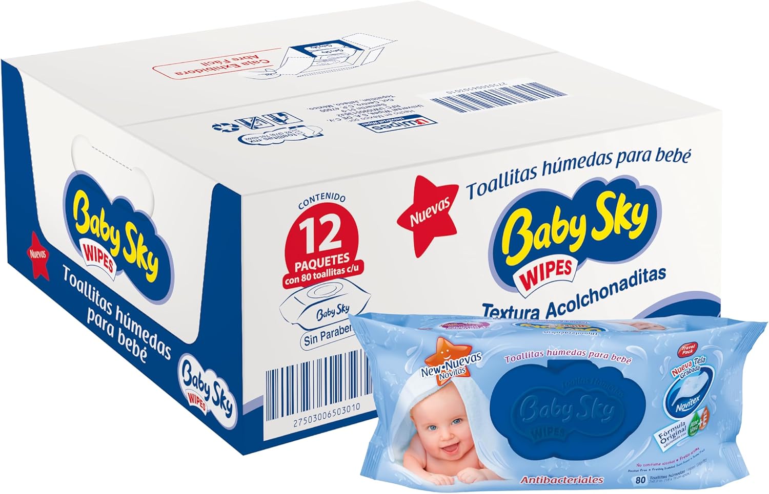 Baby Sky Toallitas Húmedas Para Bebé Caja Con 960 Toallas 12 Paquetes