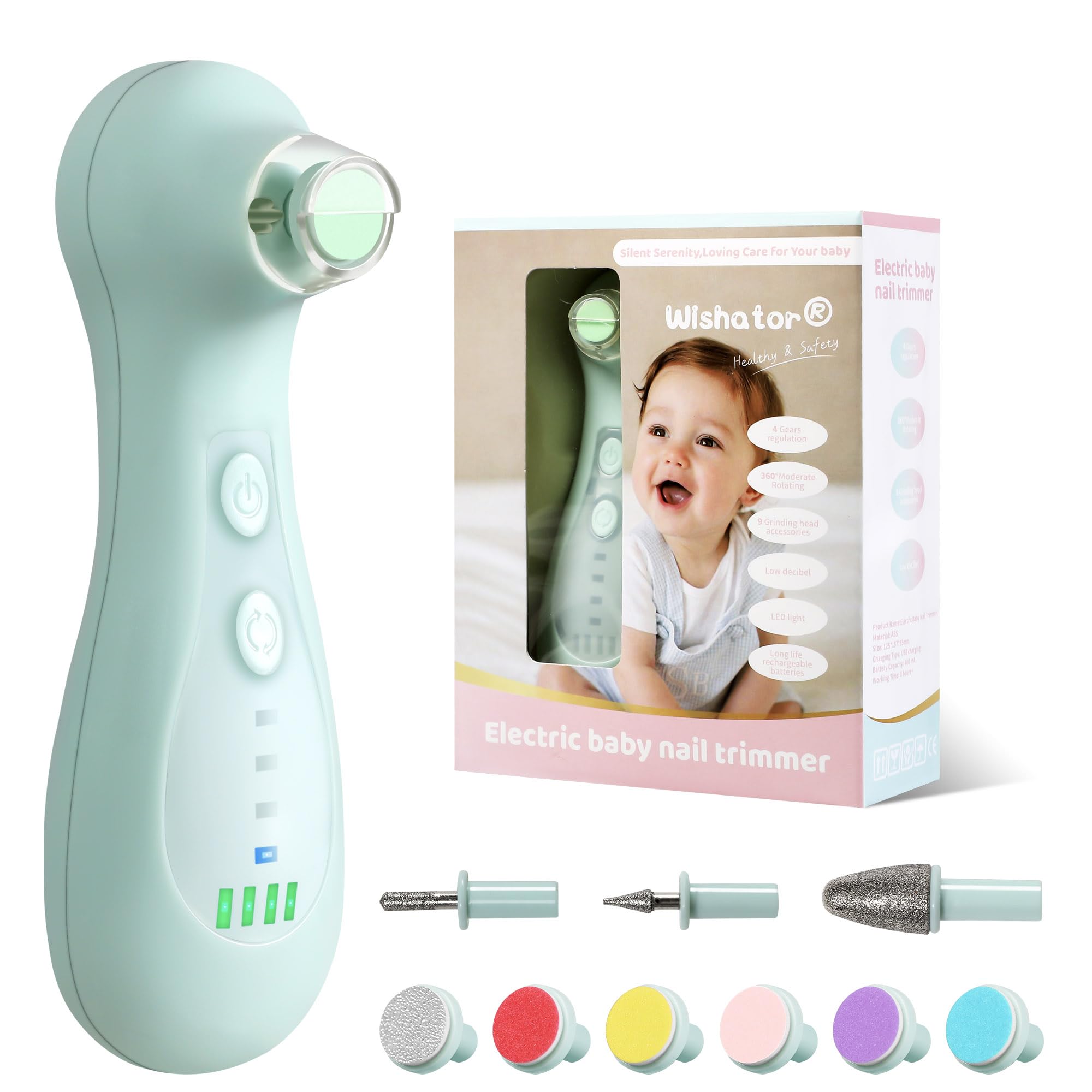 Amazon.com : Wishator Baby Nail File Electric Rechargeable, Baby Nail ...