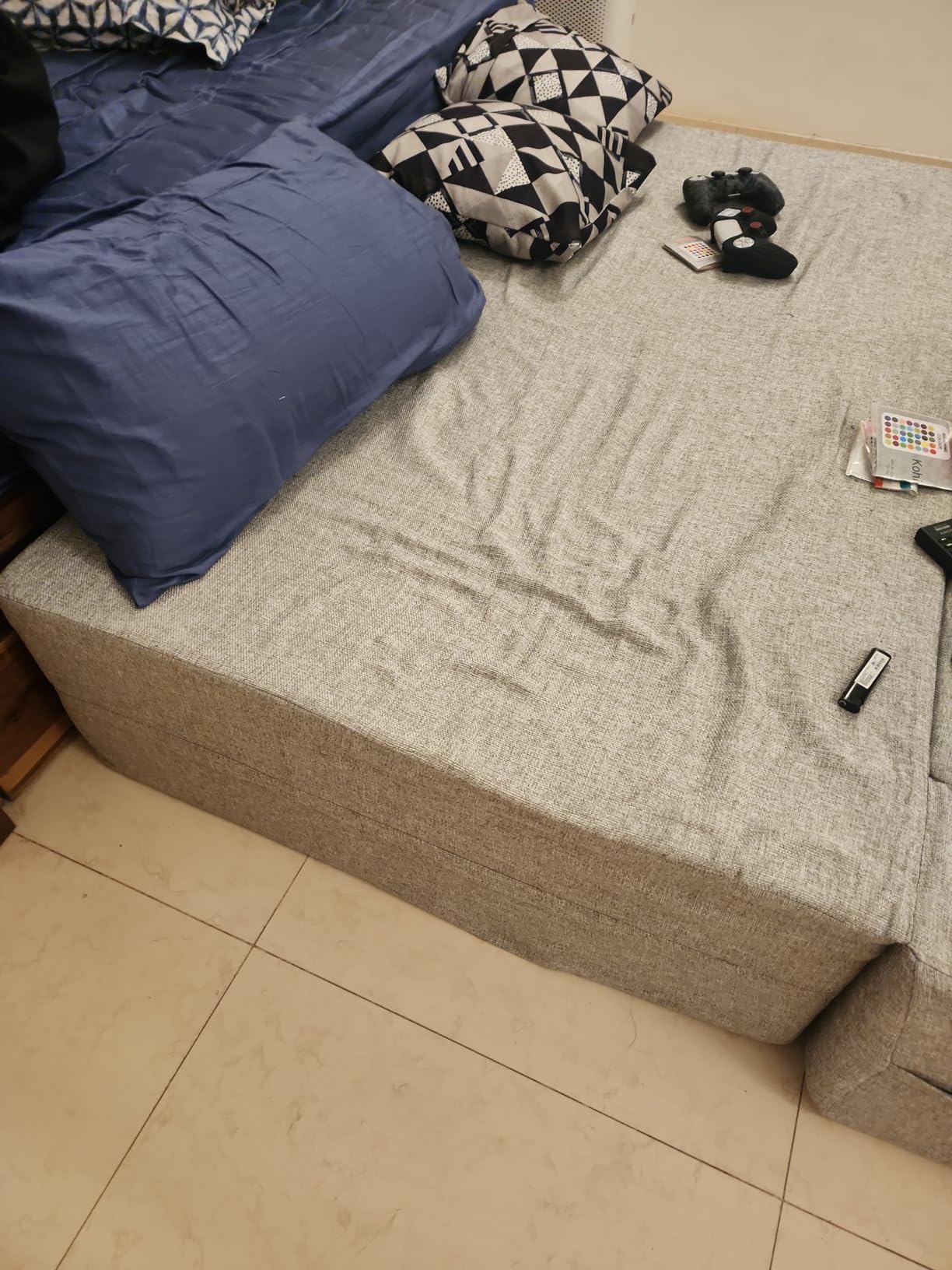 FRESH UP 2 Seater Sofa Bed Jute Fabric 5x6 Feet Washable Cover with 2 ...