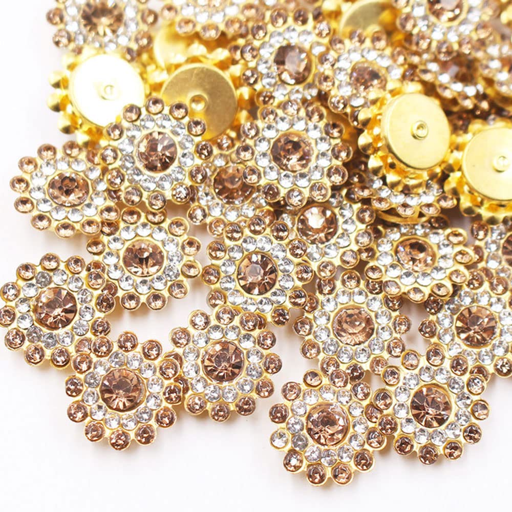 Amazon.com: 100Pcs 14mm 3 Layers Rhinestones Sunflower Flower Claw ...