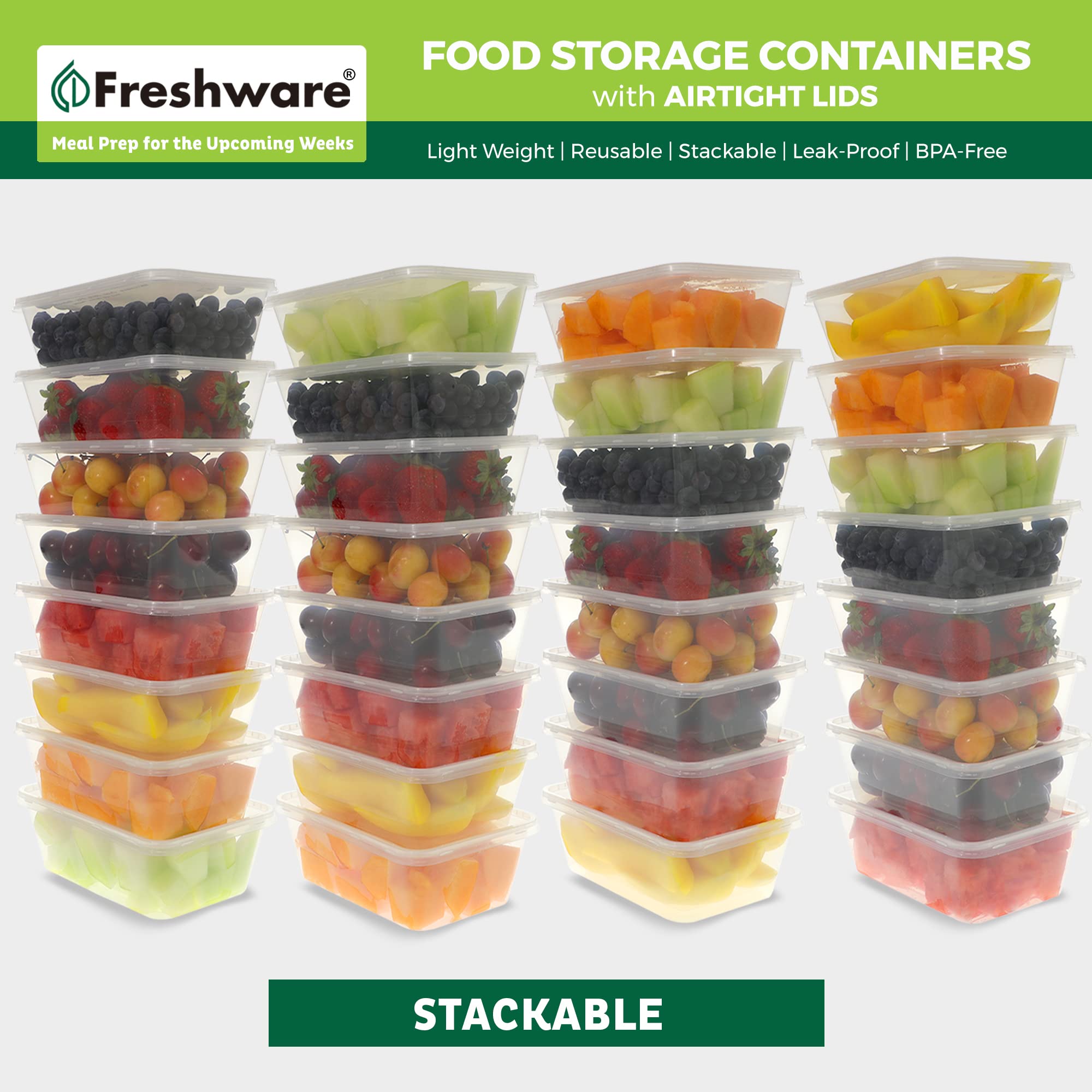 Snapklik.com : Freshware 45 Pack, 25 Oz Plastic Deli Food Storage Soup ...