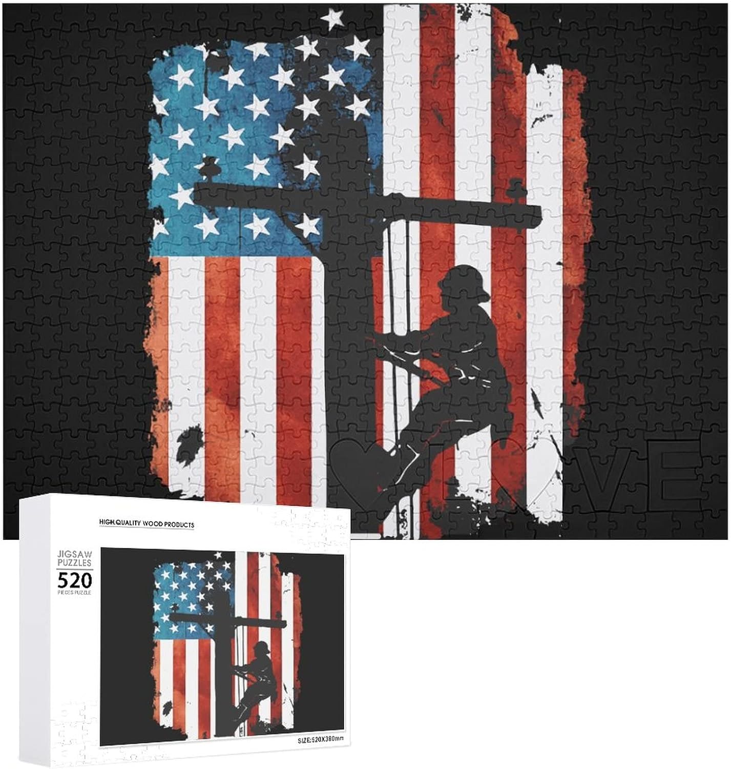 Amazon.com: Lineman American Flag Electric Cable Lineman Jigsaw Puzzles ...