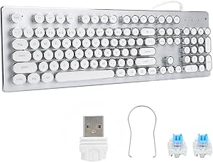 Amazon.com: Gearwell Retro Wired Gaming Mechanical Keyboard Key Click ...