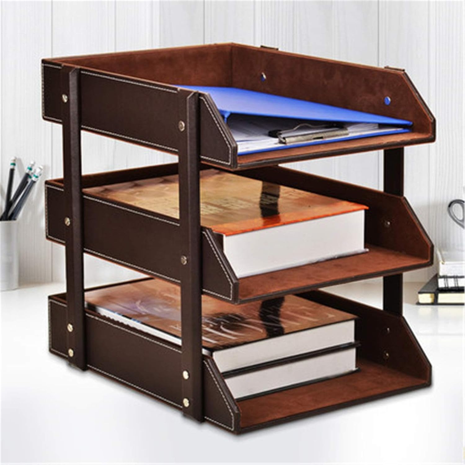 Amazon.com: GALSOR DIY Desktop File Shelf Office Three-Layer Desktop ...