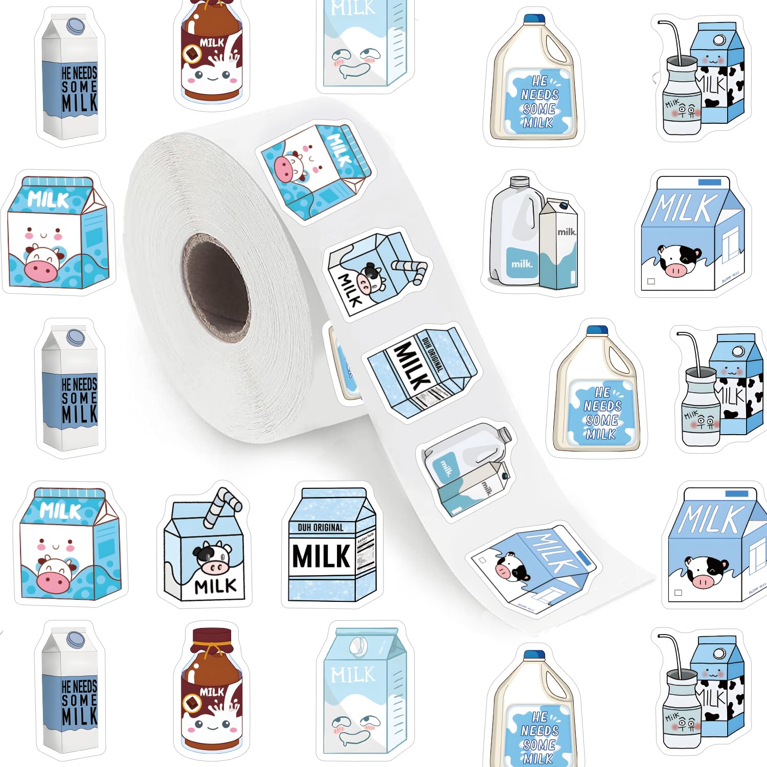 Amazon.com: Milk Stickers (500 pcs), 10 Sheets Aesthetics Cartoon Decal ...