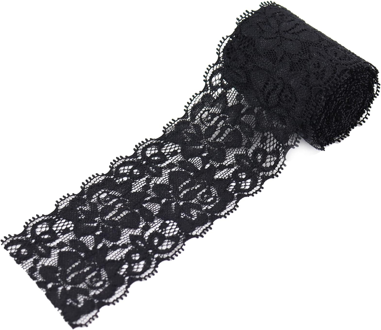 Amazon.com: LUMKET Black Eyelash Lace Fabric with Floral Pattern 7 ...