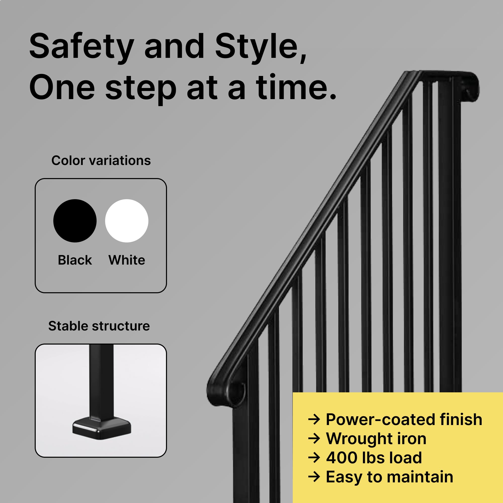Snapklik.com : Metty Metal Hand Rails For Outdoor Steps- 1 To 5 Step ...