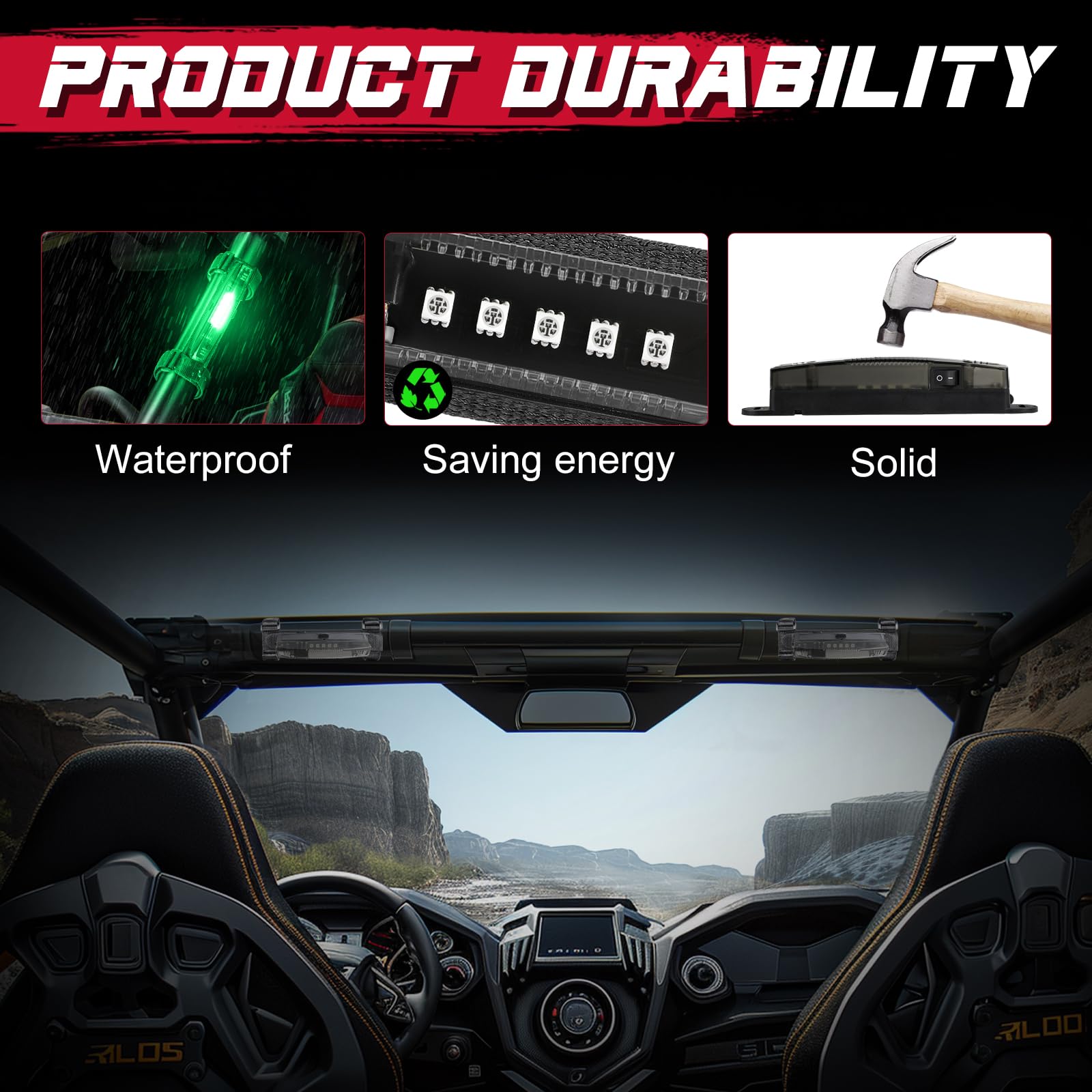 Snapklik.com : OFFROADTOWN LED Dome Light Universal Roll Bar Mount UTV ...