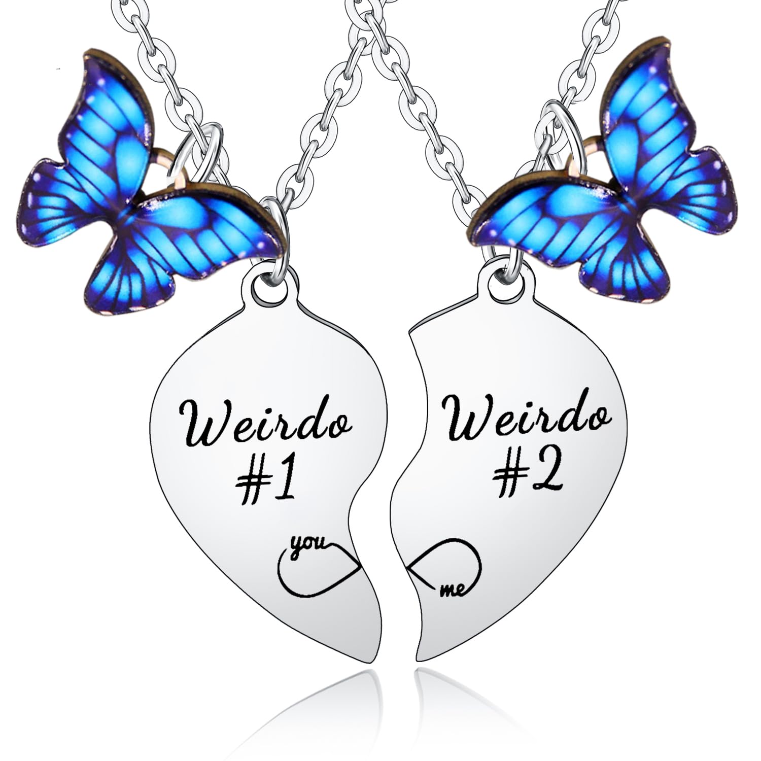 Ghloyza 2 Pcs Best Friend Necklace Friendship Necklace Weirdo 1 Weirdo ...