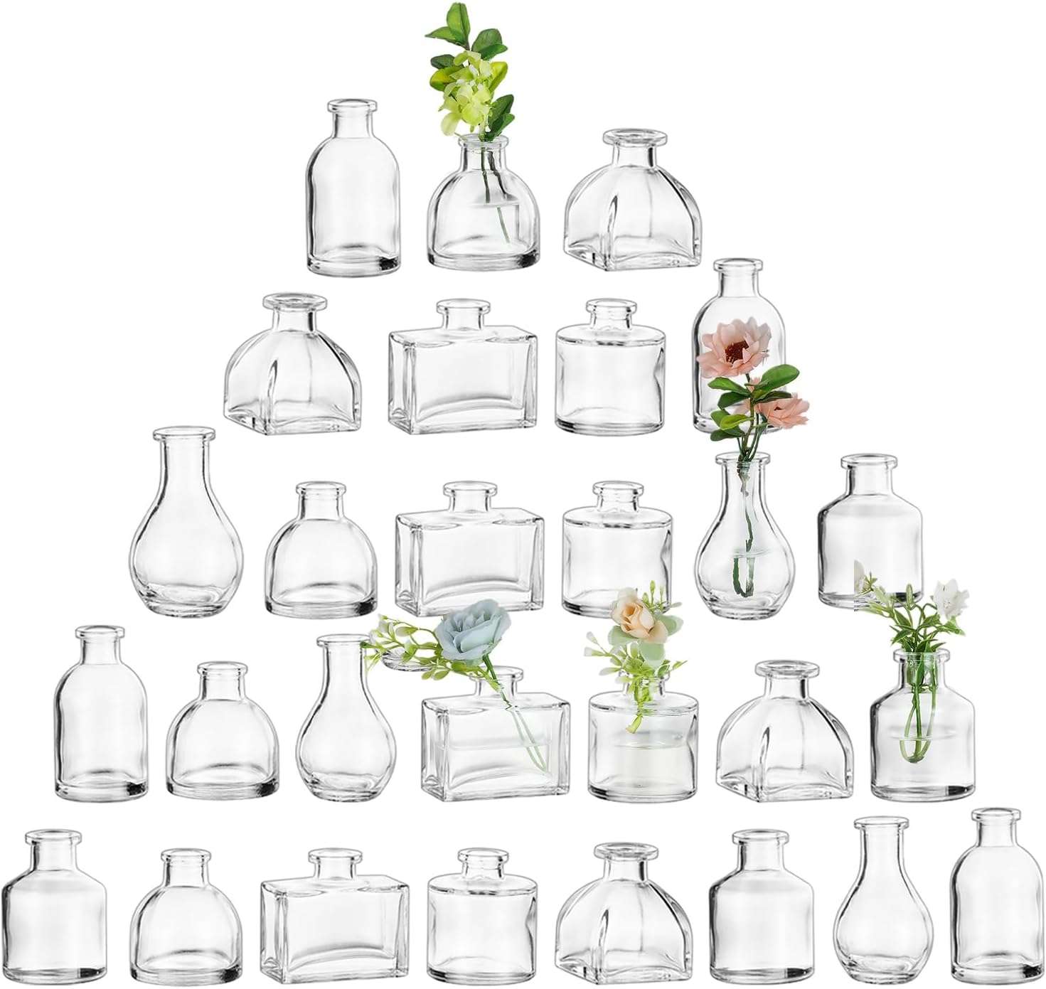 Amazon.com: Glass Bud Vases Set of 30,Small Flower Vases for Wedding ...