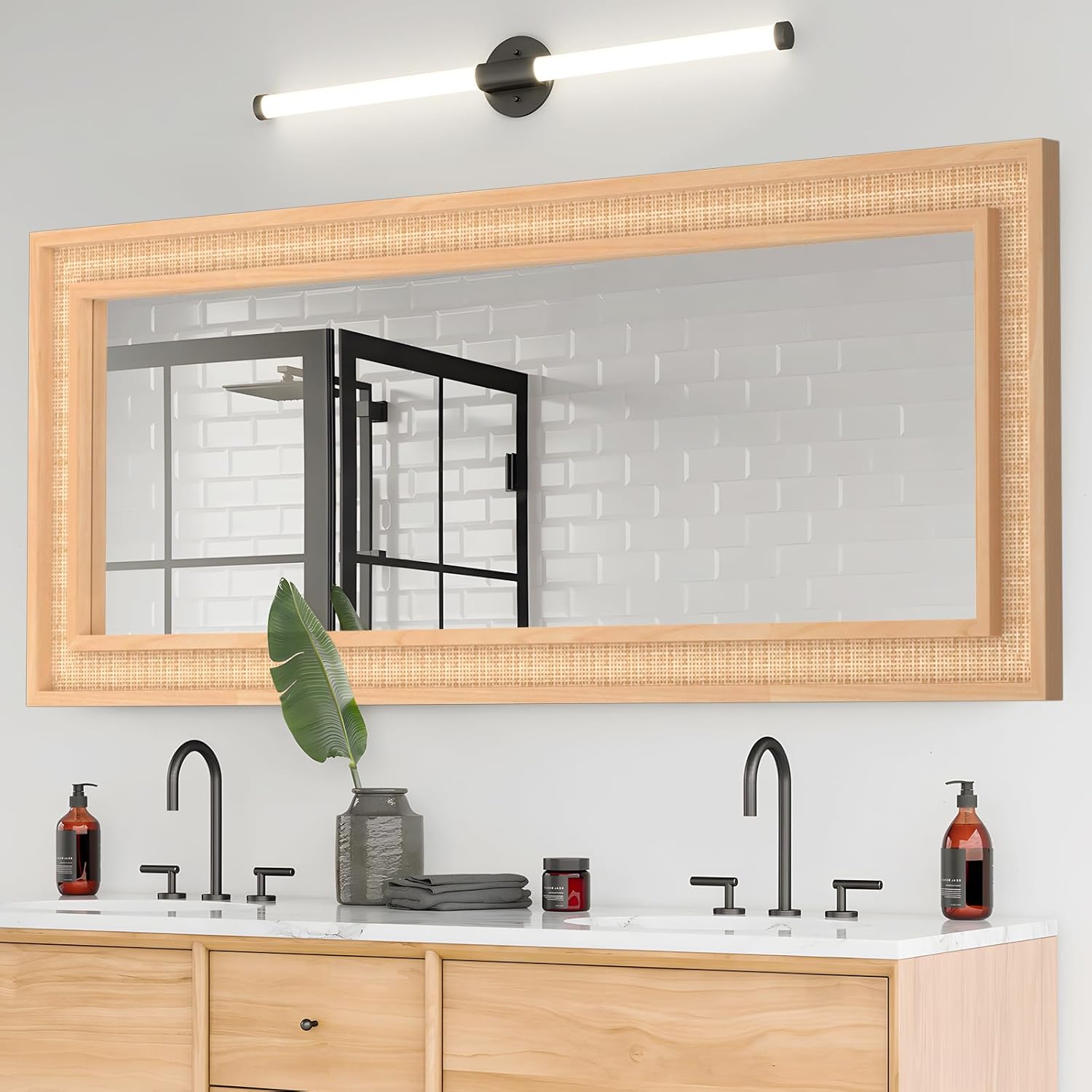 Amazon.com: FUWU HOME Rattan Full Length Mirror, 24 X 60 inch Wood ...