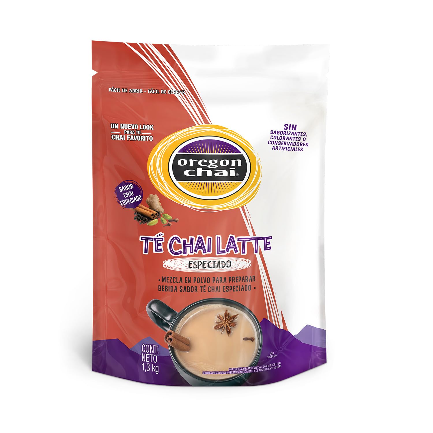 OREGON CHAI - Latte Especiado, Bolsa de 1.3 kg, Mezcla en Polvo, para ...