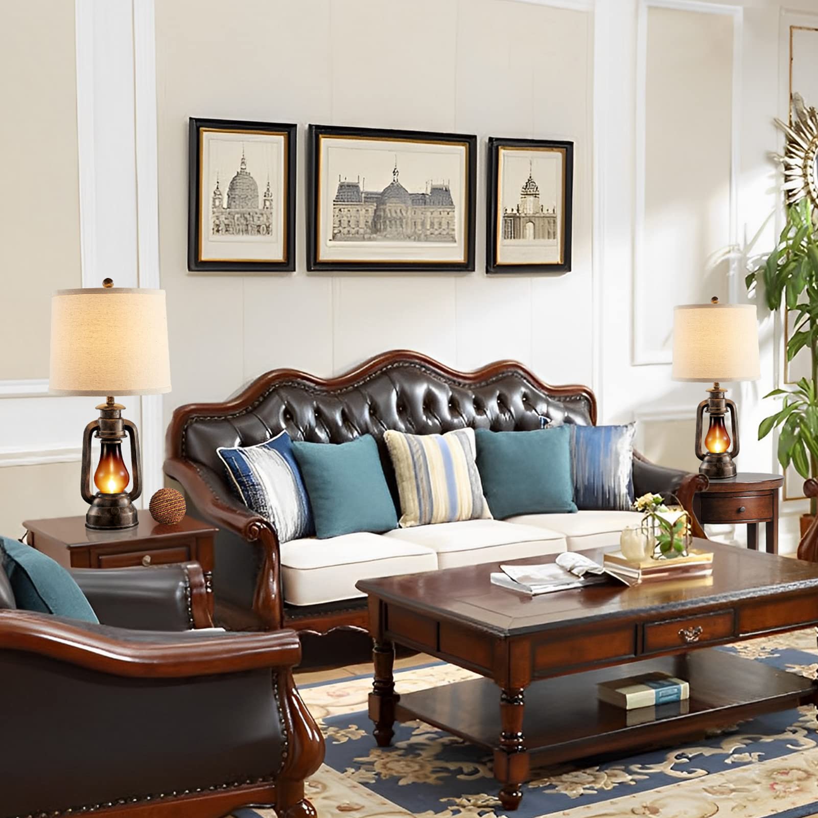 Snapklik.com : Farmhouse Rustic Table Lamps For Bedroom Set Of 2 ...