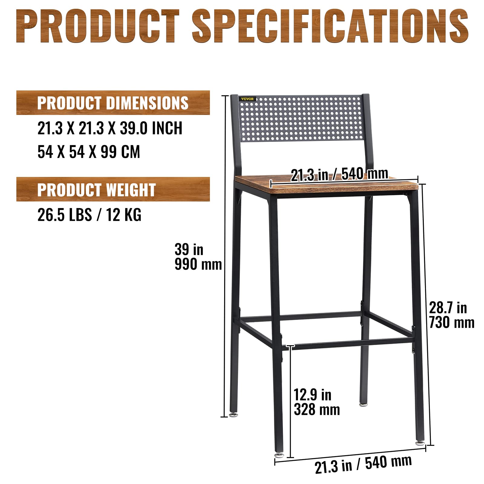 Bar Stool Dimensions In Mm