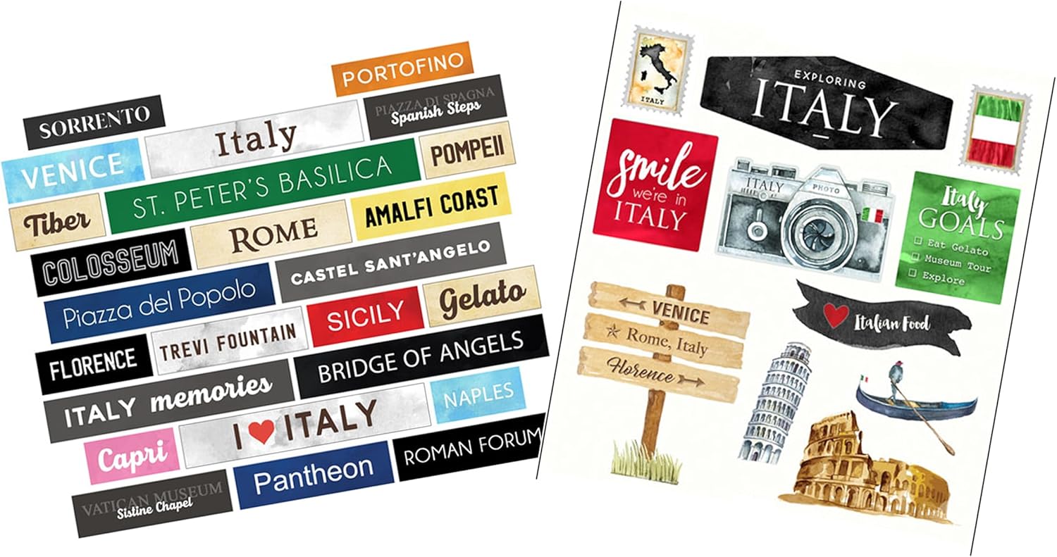 Amazon.com: Italy Stickers for Scrapbooking - Italy Scrapbook Stickers ...