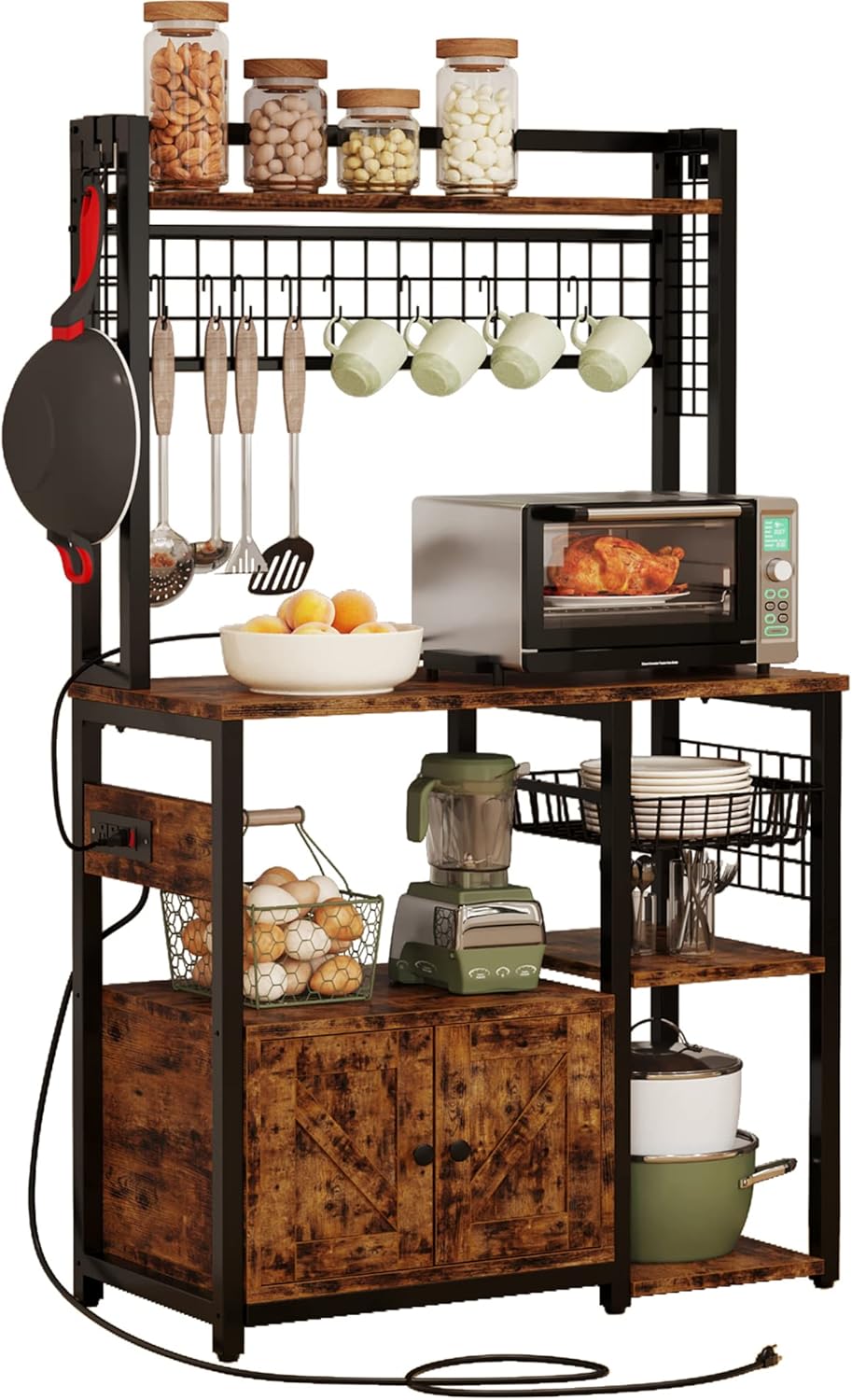 Amazon.com - IRONCK Bakers Rack, Larger Microwave Stand with Power ...