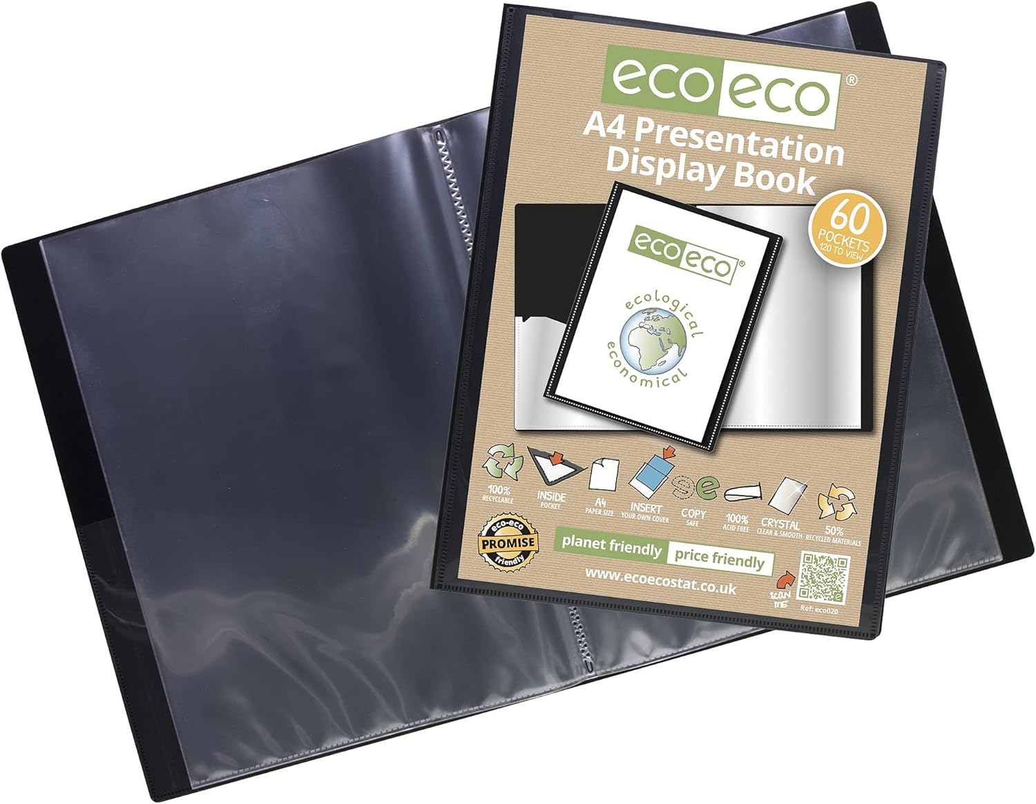 eco-eco A4 Size 50% Recycled 60 Pocket Presentation Display Book ...