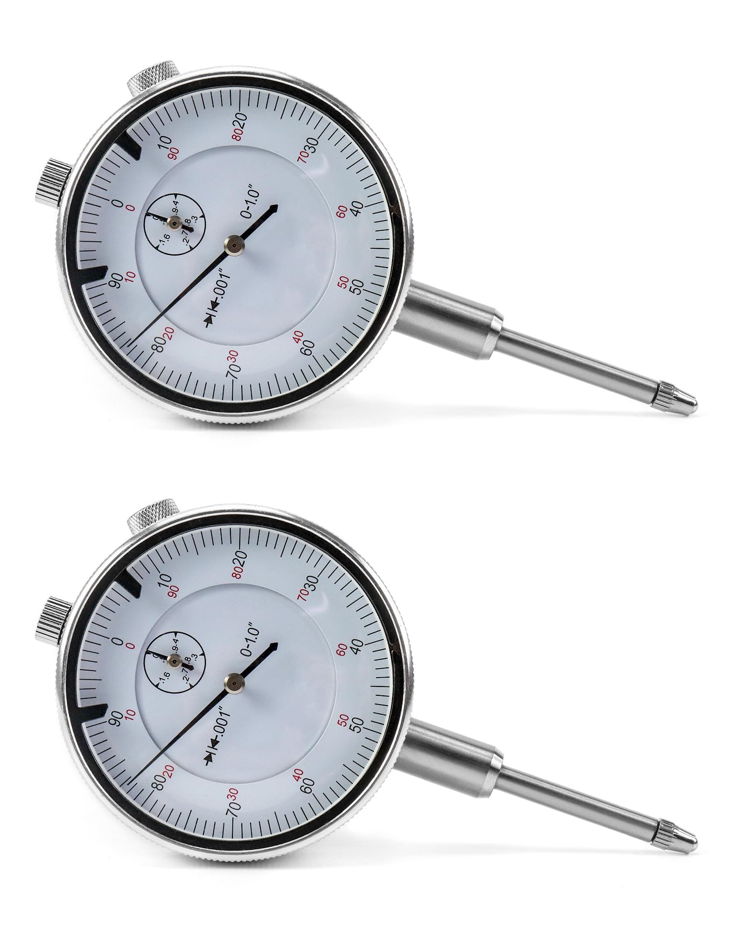 QWORK 0-1 Inch Dial Indicator with Carbide Anvil, 2 Pack, 0.001 Inch ...