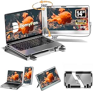Amazon.com: domyfan 14" Portable Monitor for Laptop, 360° Rotation ...