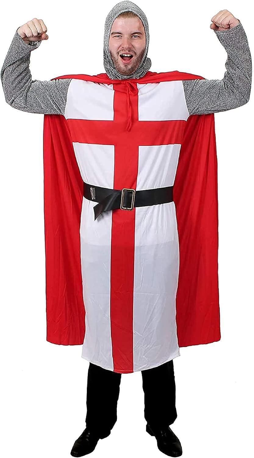 Adults Medieval Crusader Knight Fancy Dress English Knight Costume - St ...