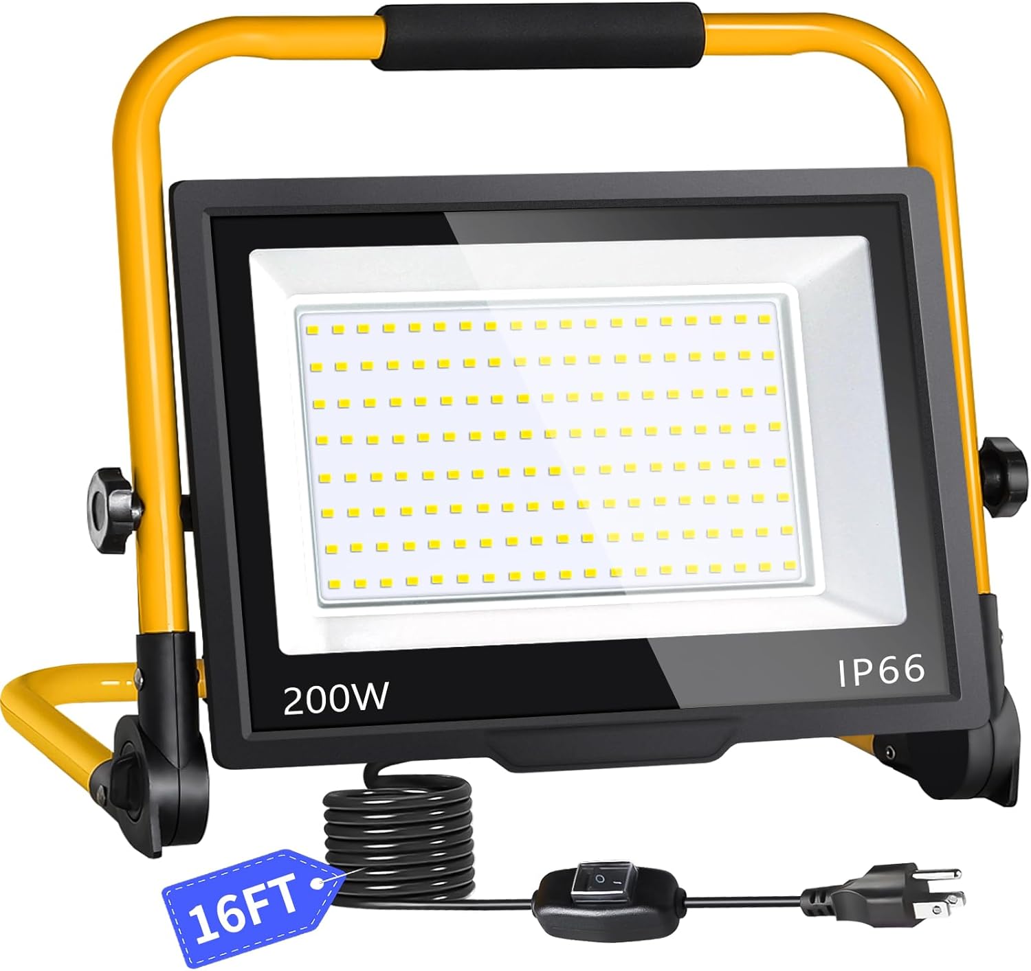 24000LM LED Work Light, 200W Ultra Brighter Flood Light with 16FT Cord ...