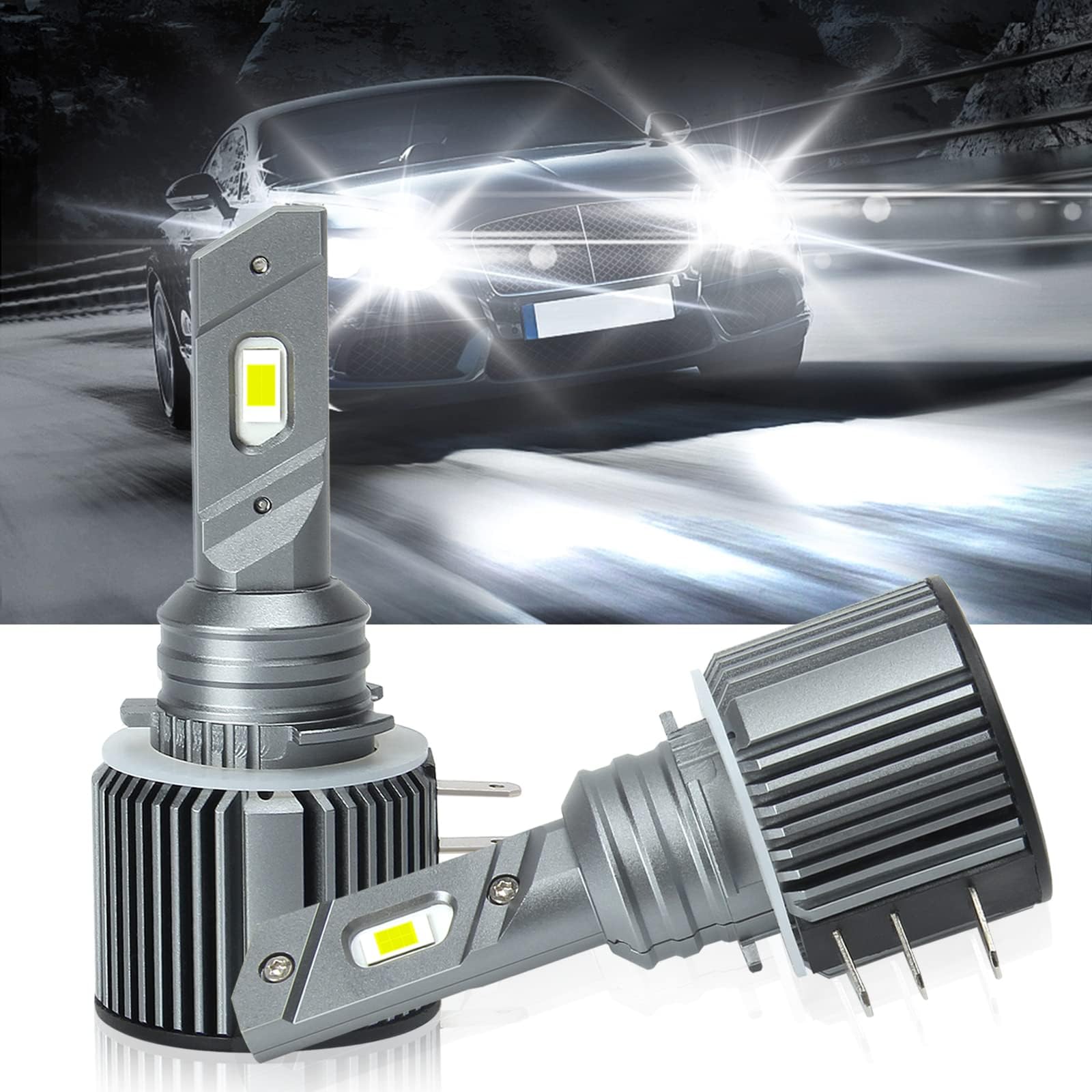 I LITTON H15 LED Headlight Bulbs, H15 DRL High Low Beam 70W 6000K White ...