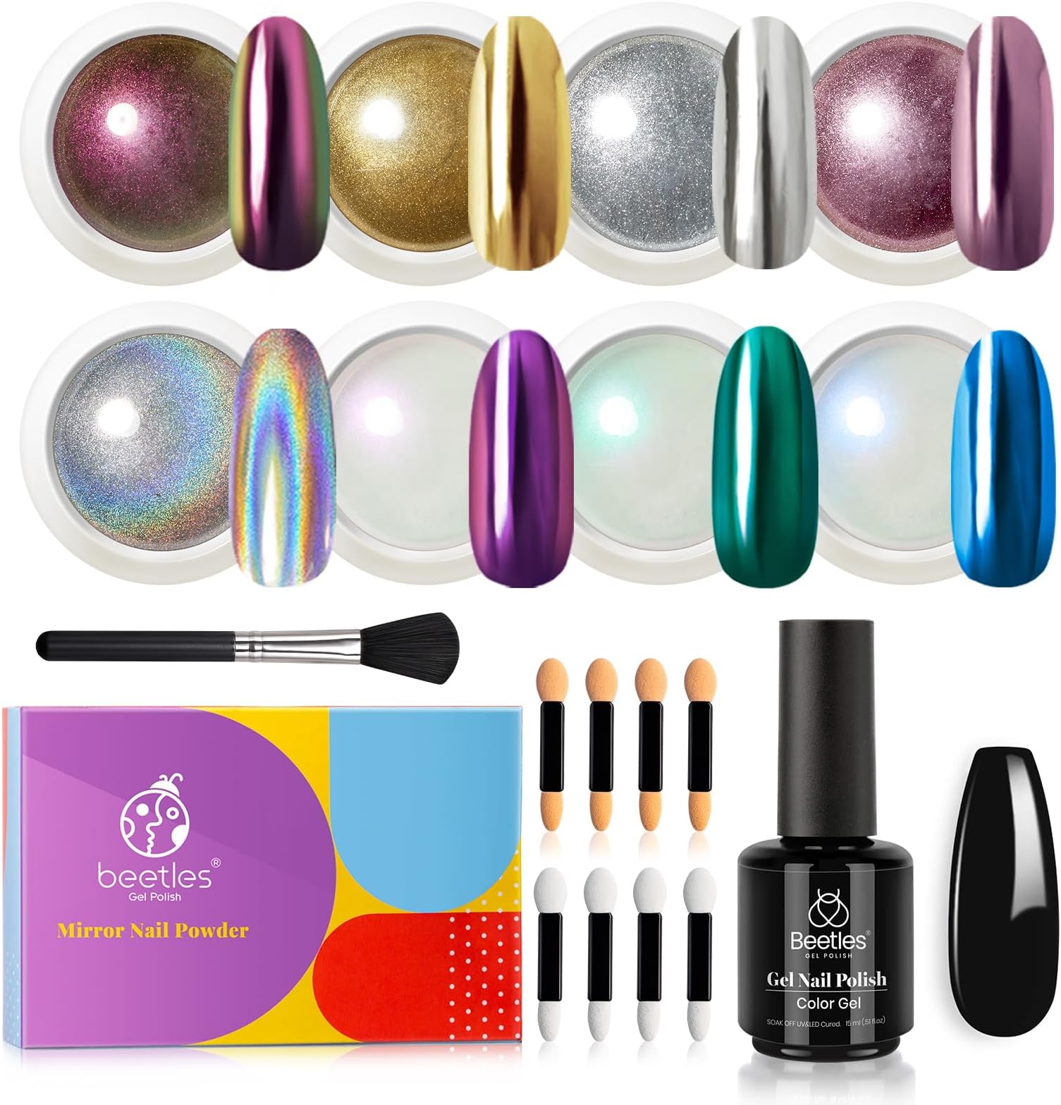 Amazon.com : Beetles Chrome Nail Powder Mirror Effect Holographic ...