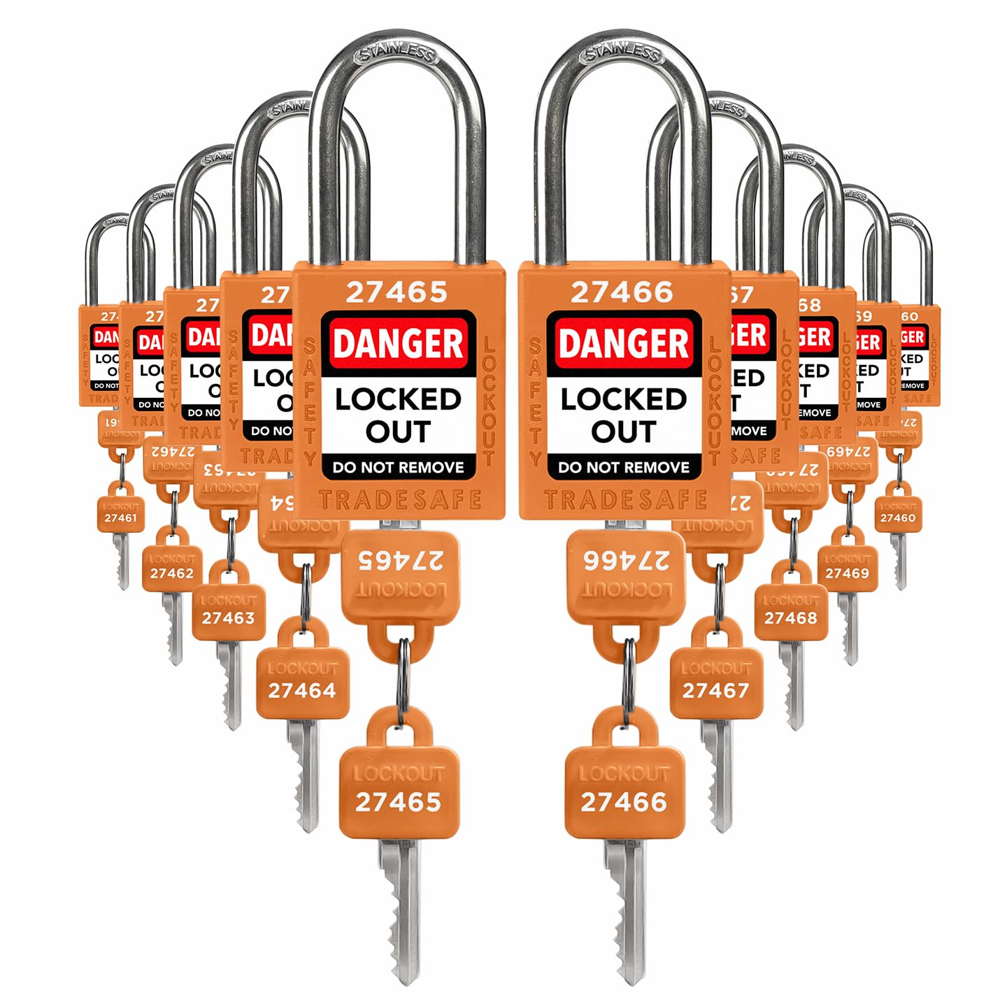 Snapklik.com : Lockout Tagout Locks Set - 10 Orange Loto Locks, Lockout ...