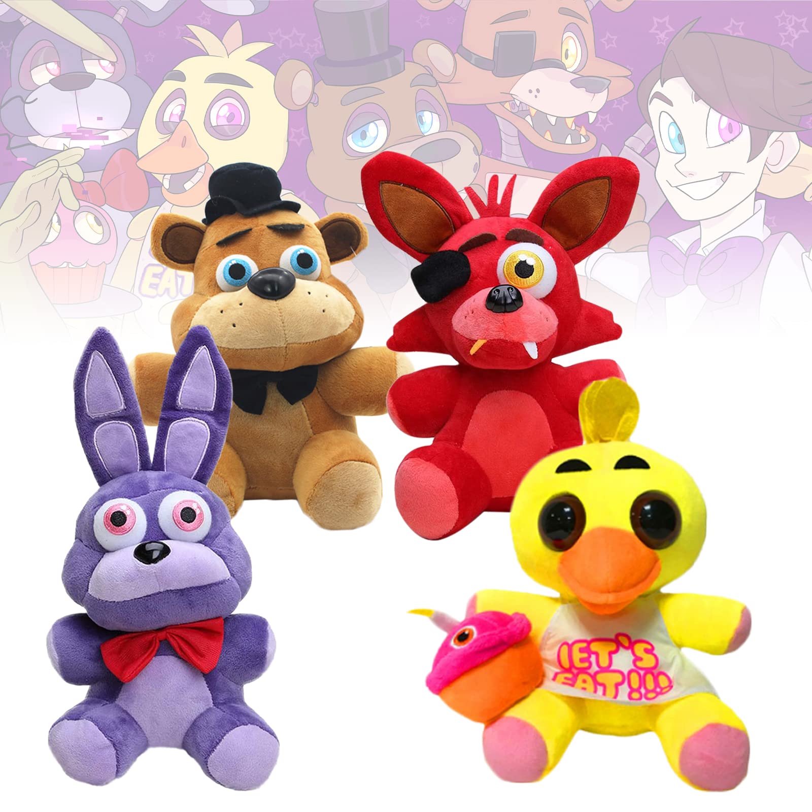 Buy 4 Pcs FNAF 1 plushies, FNAF plushies set, 9.8’’ 5 Nights at Freddy ...