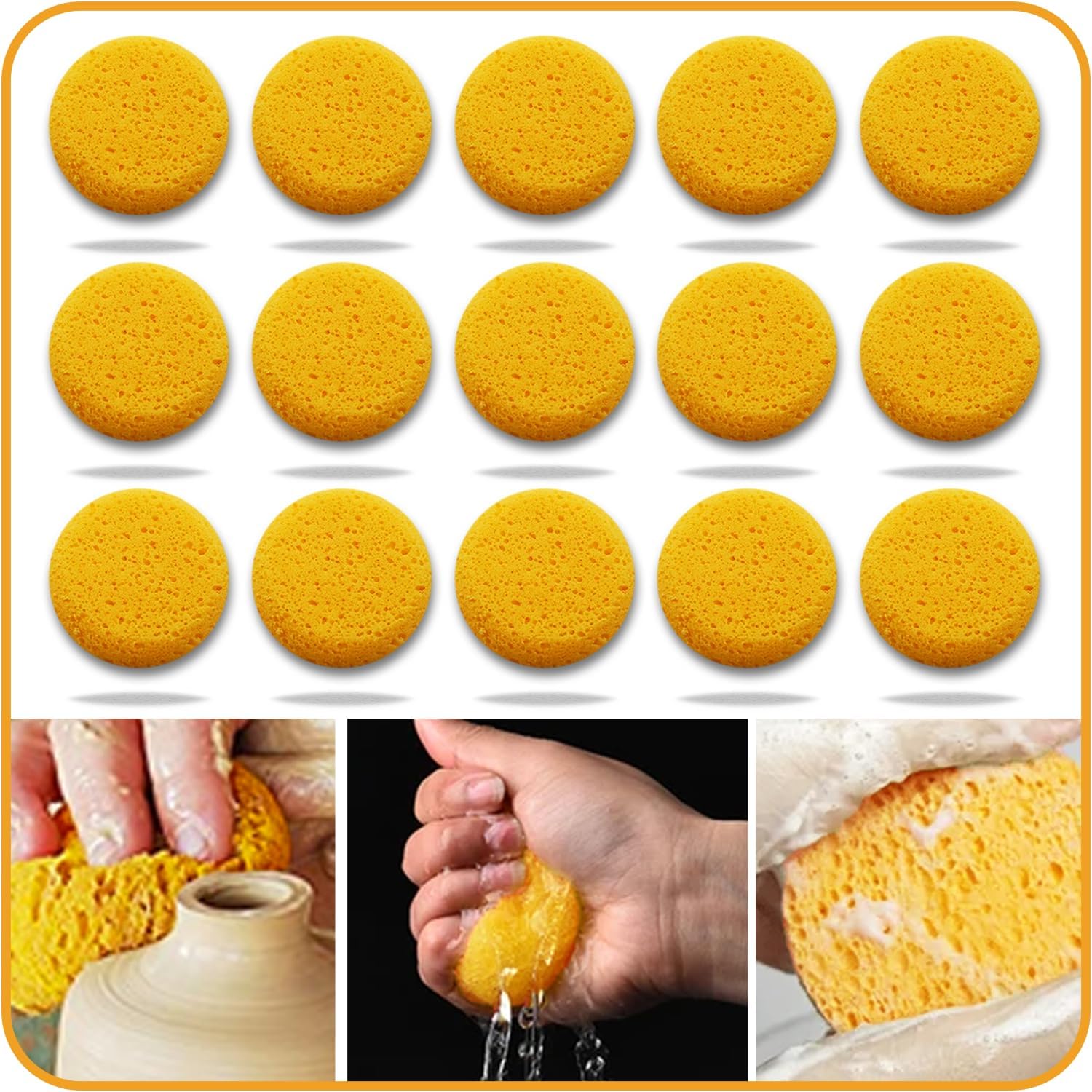 Amazon.com: Rokkuon 15Pcs Pottery Sponges for Clay, Clay Sponge 3inch ...
