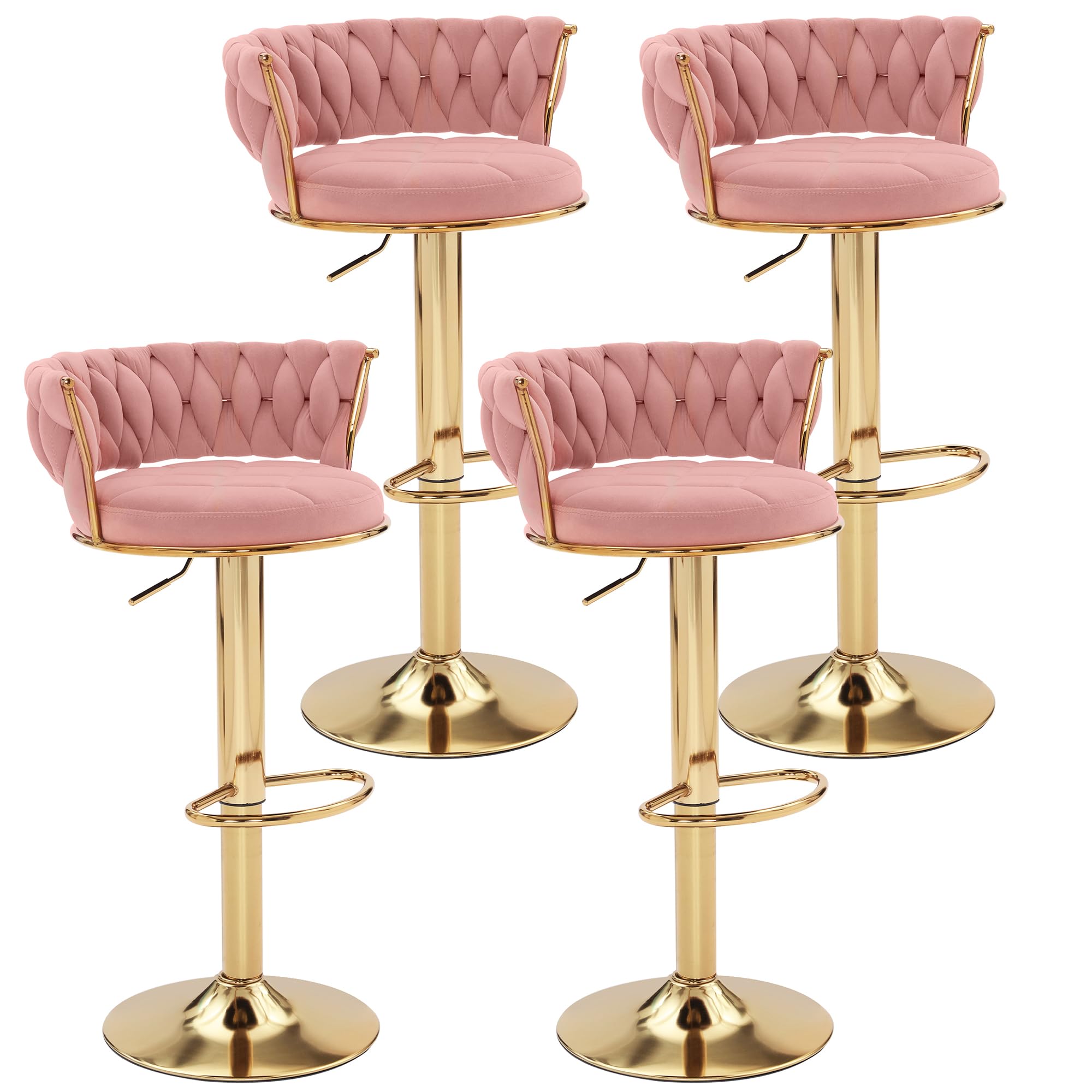 Amazon.com: VECELO Bar Stools Set of 4, Adjustable Barstools Counter ...