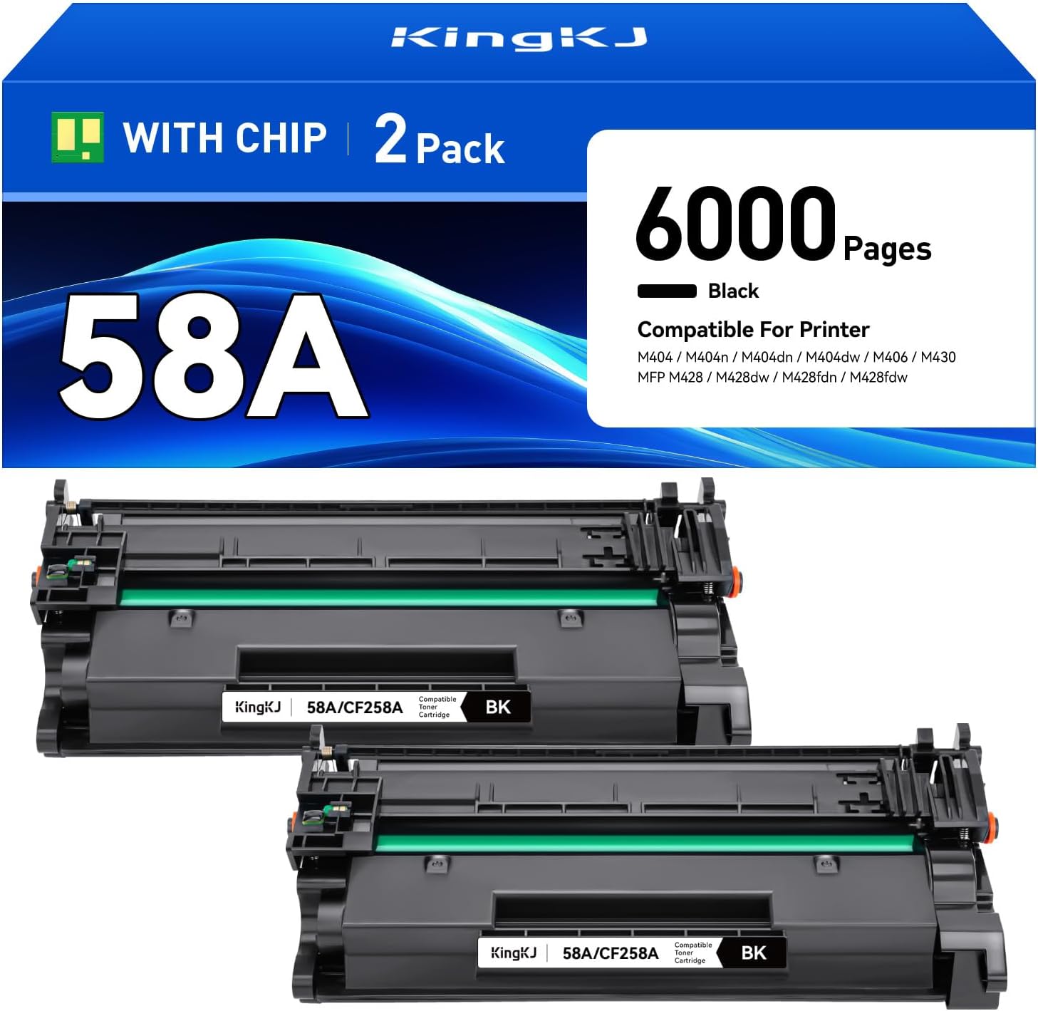 Amazon.com: 58A CF258A Toner Cartridge Black 2-Pack with Chip ...