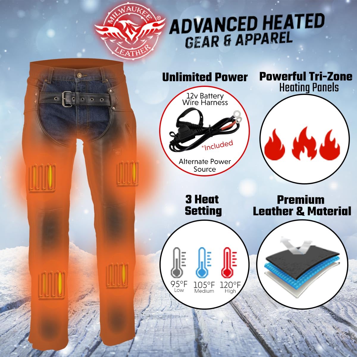 Milwaukee Leather MLM5513 Men's Black 'Heated' Motorcycle Leather ...