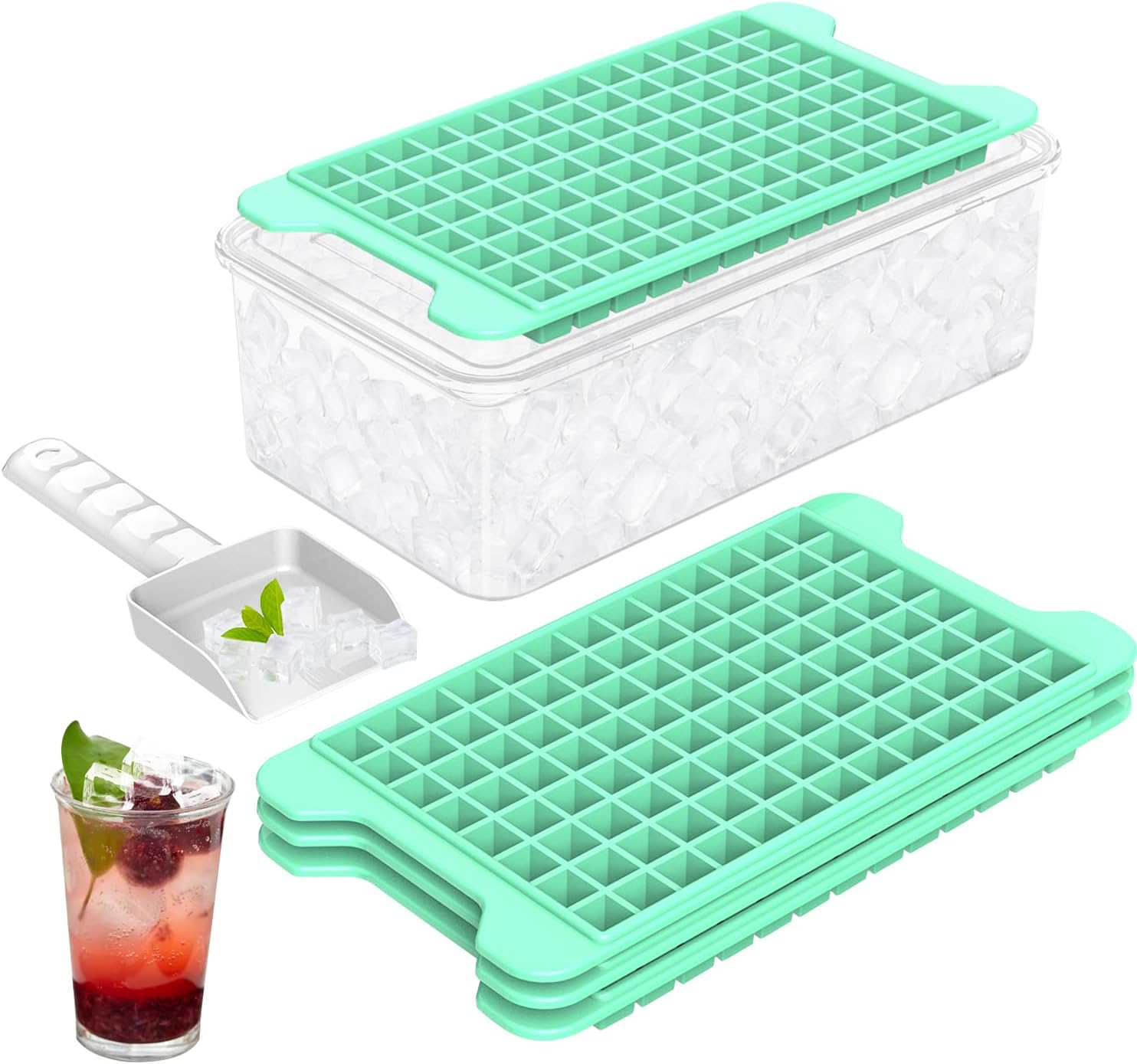 Amazon.com: KEAOOD Ice Cube Tray for Freezer with Lid and Bin, Easy Release Nugget Ice Cube ...