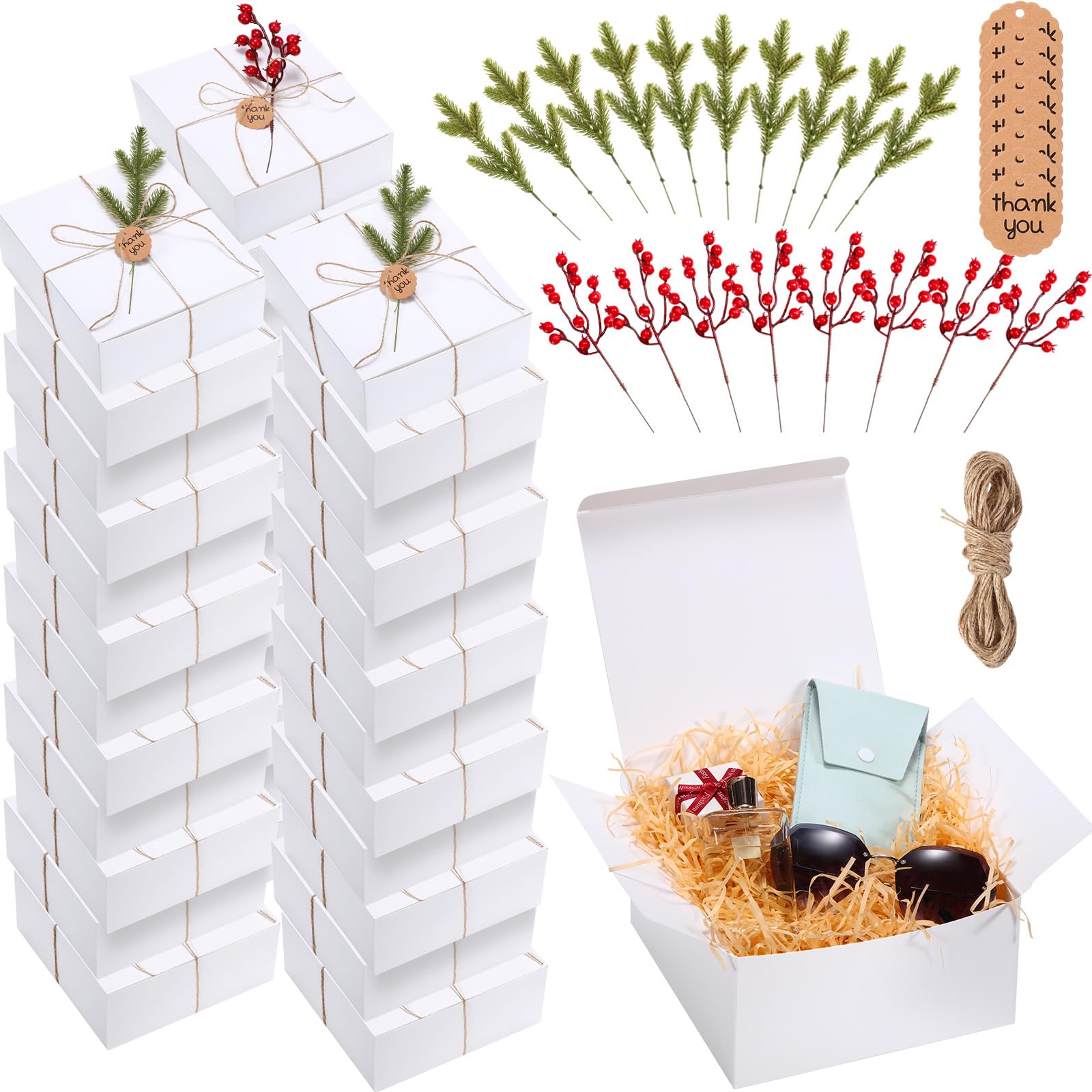 Seajan 109 Pcs White Christmas Gift Boxes Cookie Boxes Treat Box with ...