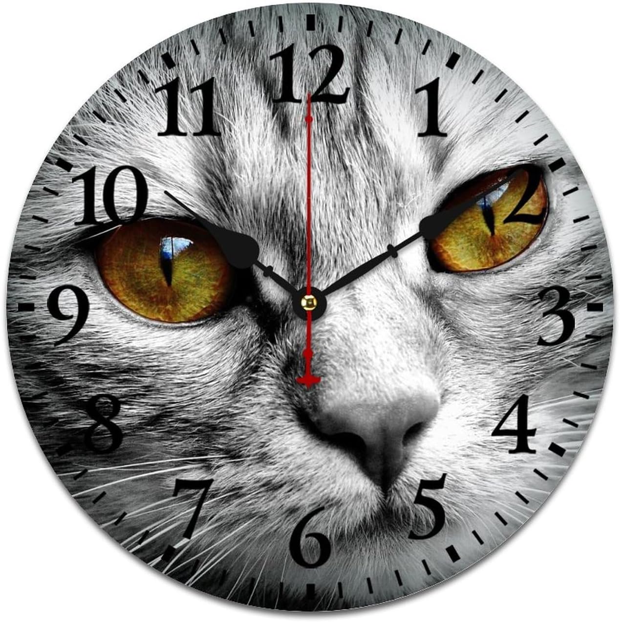 Amazon.com: HighonHi Cute Cat Kitten Wooden Wall Clocks Cat Themed Gift ...