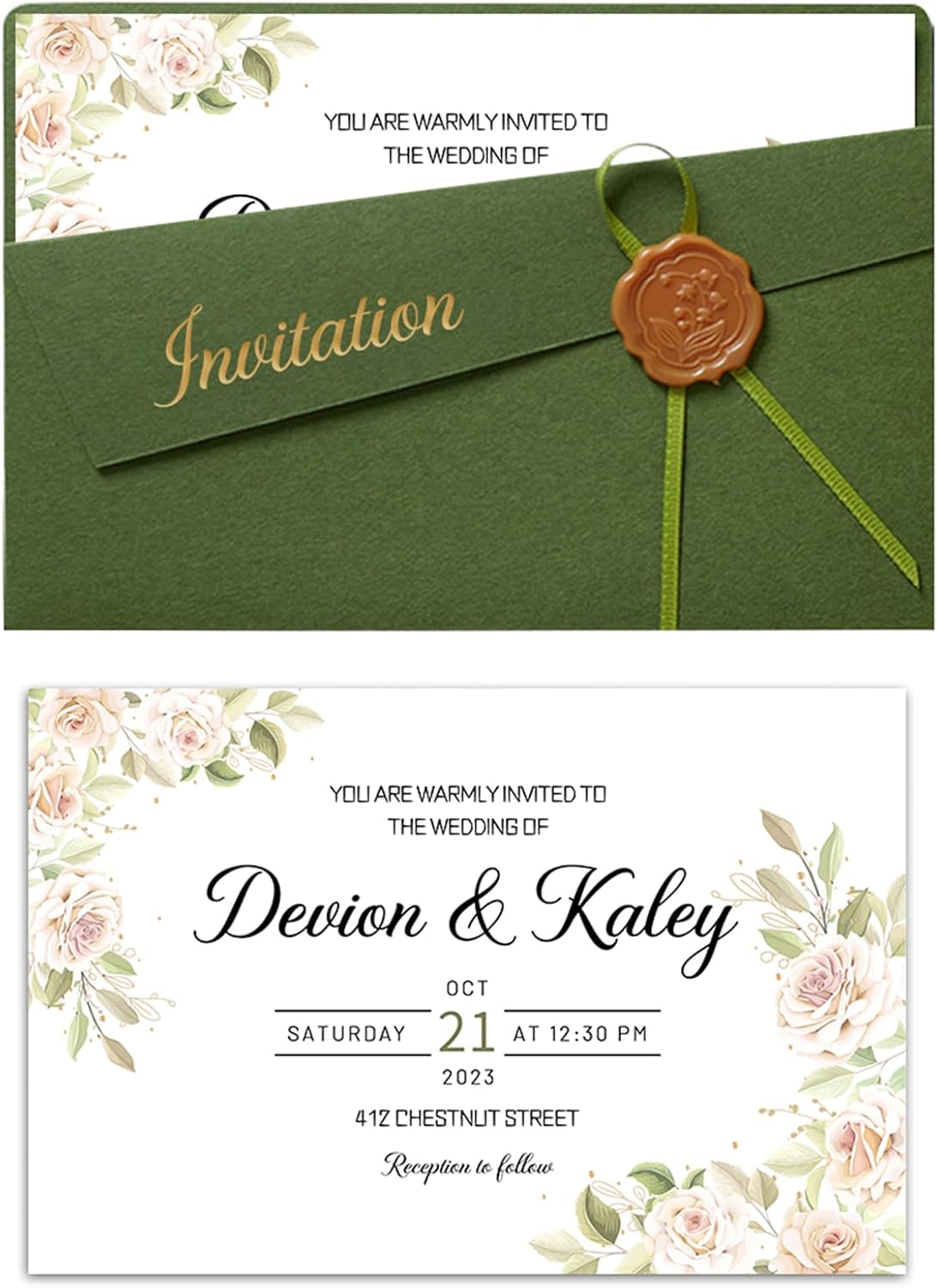 Amazon.com : Personalized Wedding Invitation Kit with Envelopes Custom ...