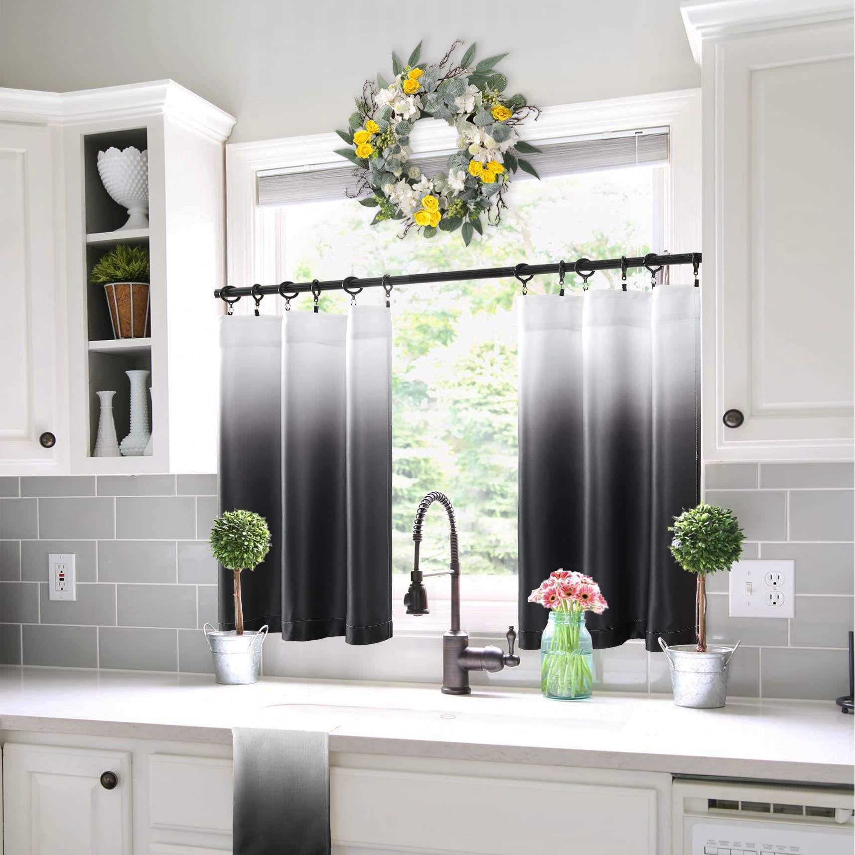 Snapklik.com : XTMYI Under Sink Covers Curtain For Black Cabinet
