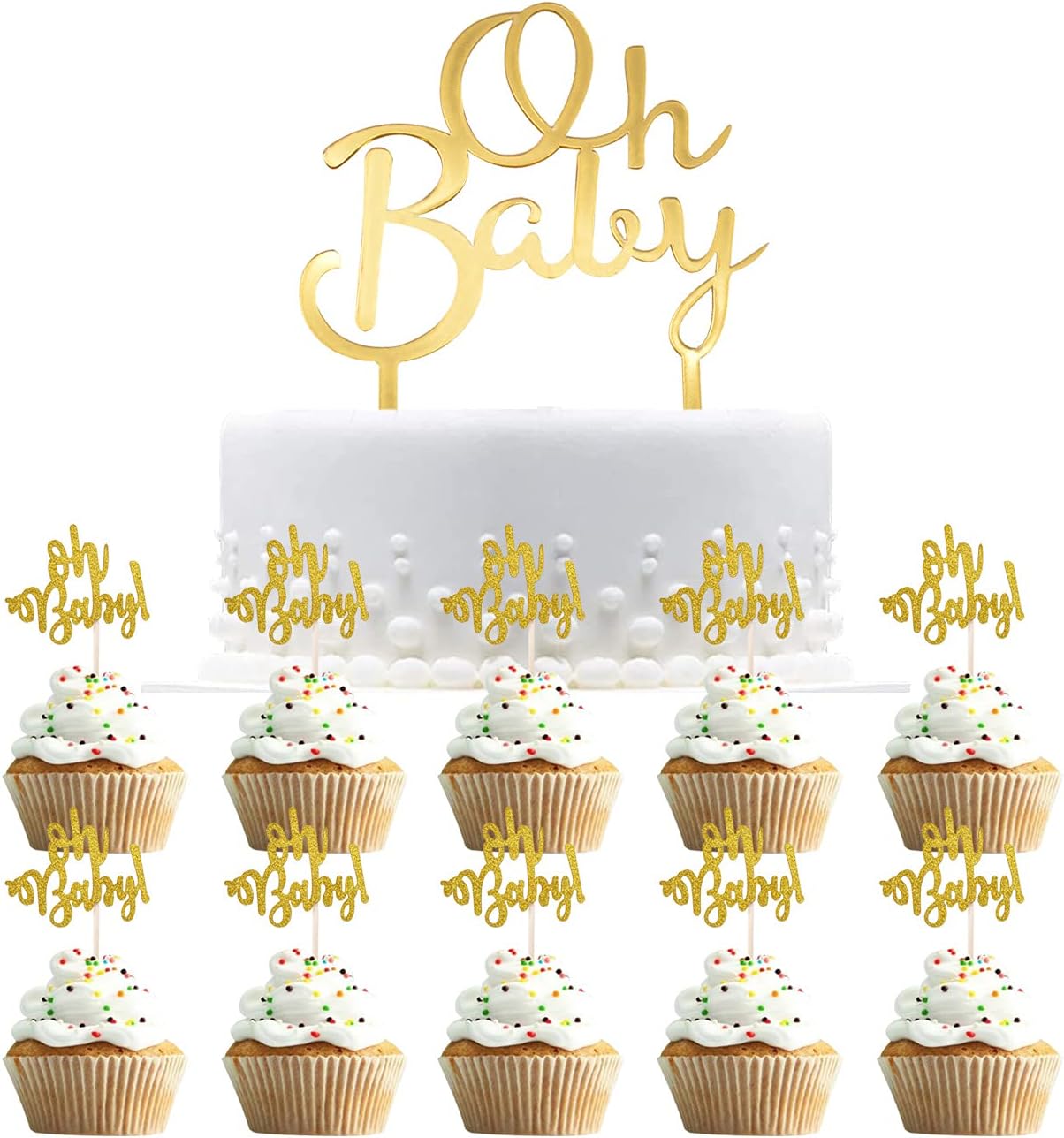 Oh Baby Deko,11 Stück Oh Baby Kuchendekoration,Cupcake Topper Babyparty ...