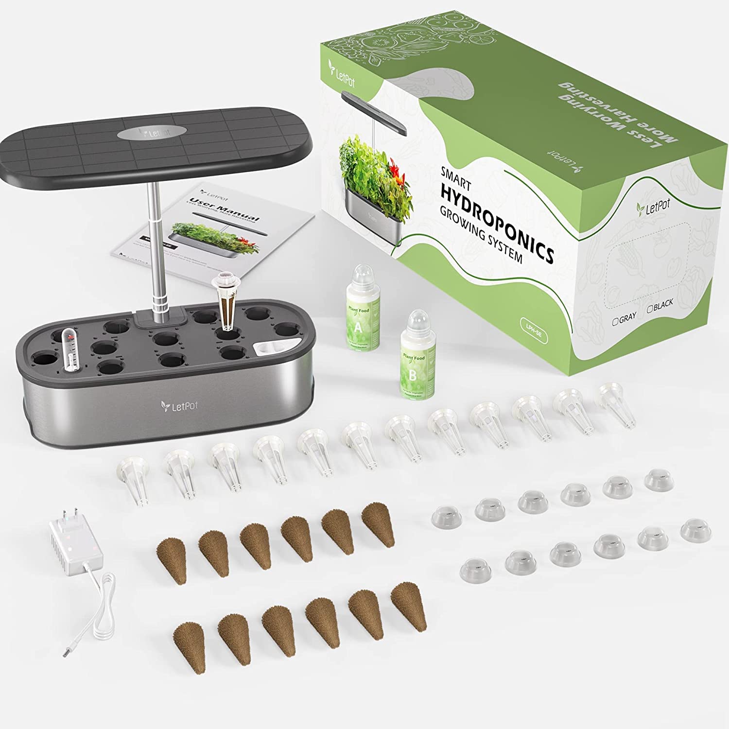 Smart Hydroponics Growing System, LetPot 12 Pods Indoor Garden, 24W ...