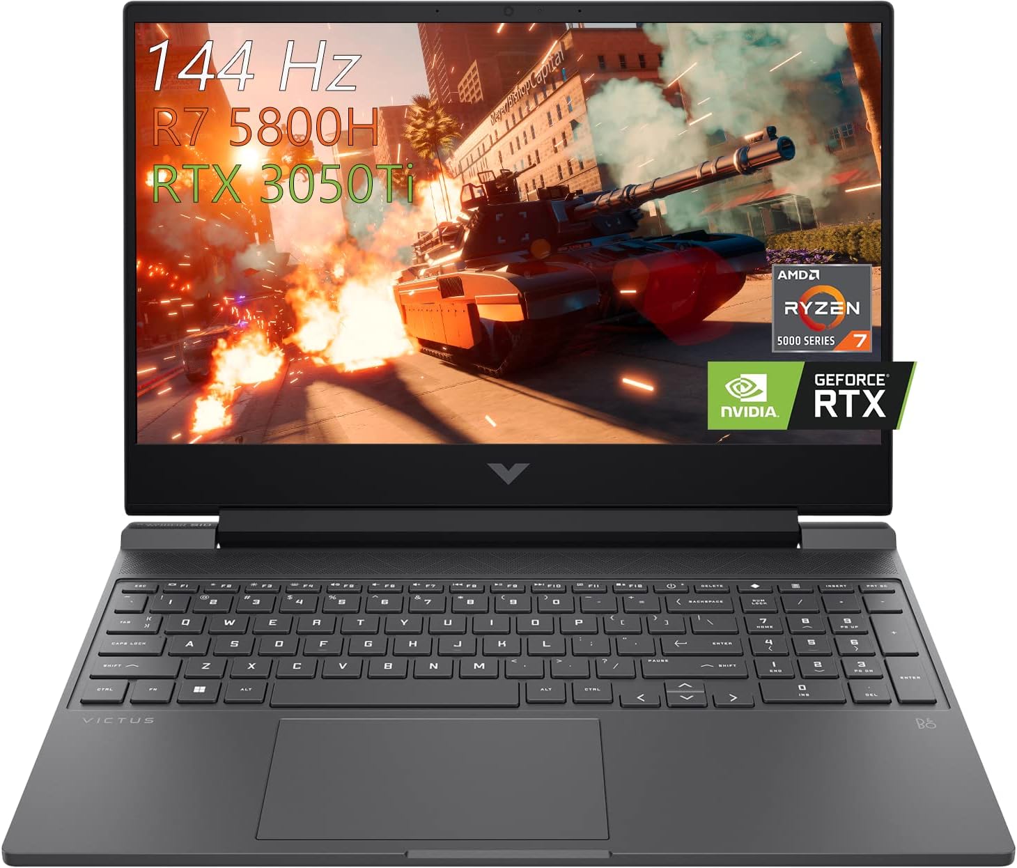 HP 2022 Victus 15 Laptop para juegos, 15.6 pulgadas FHD 144Hz Micro-Edge, 7 5800H (hasta 4.4GHz ...