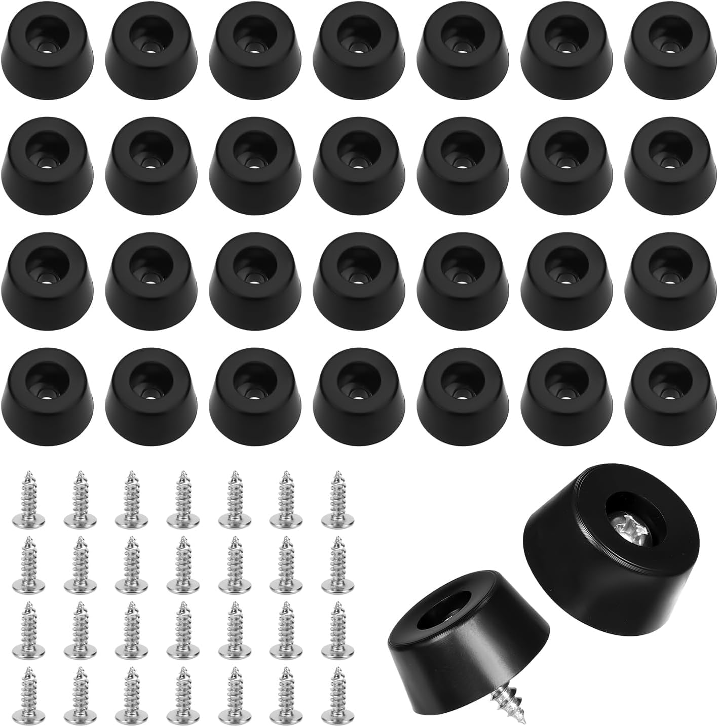 50 Small Round Rubber Feet with Screws - Chopping Boards Feet : Amazon ...