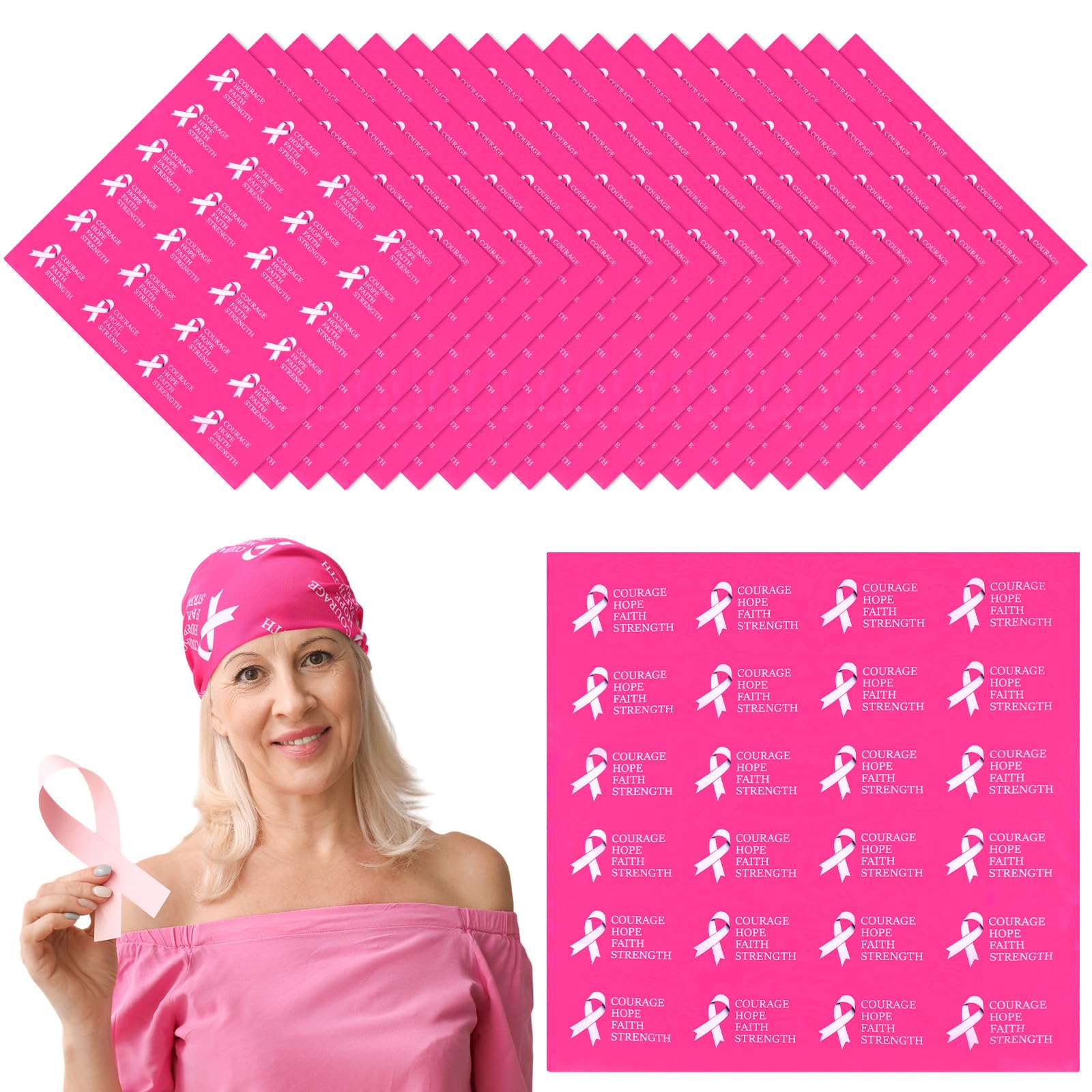 Amazon.com: Cozypower 24 Pcs Breast Cancer Awareness Bandana Bulk Pink ...
