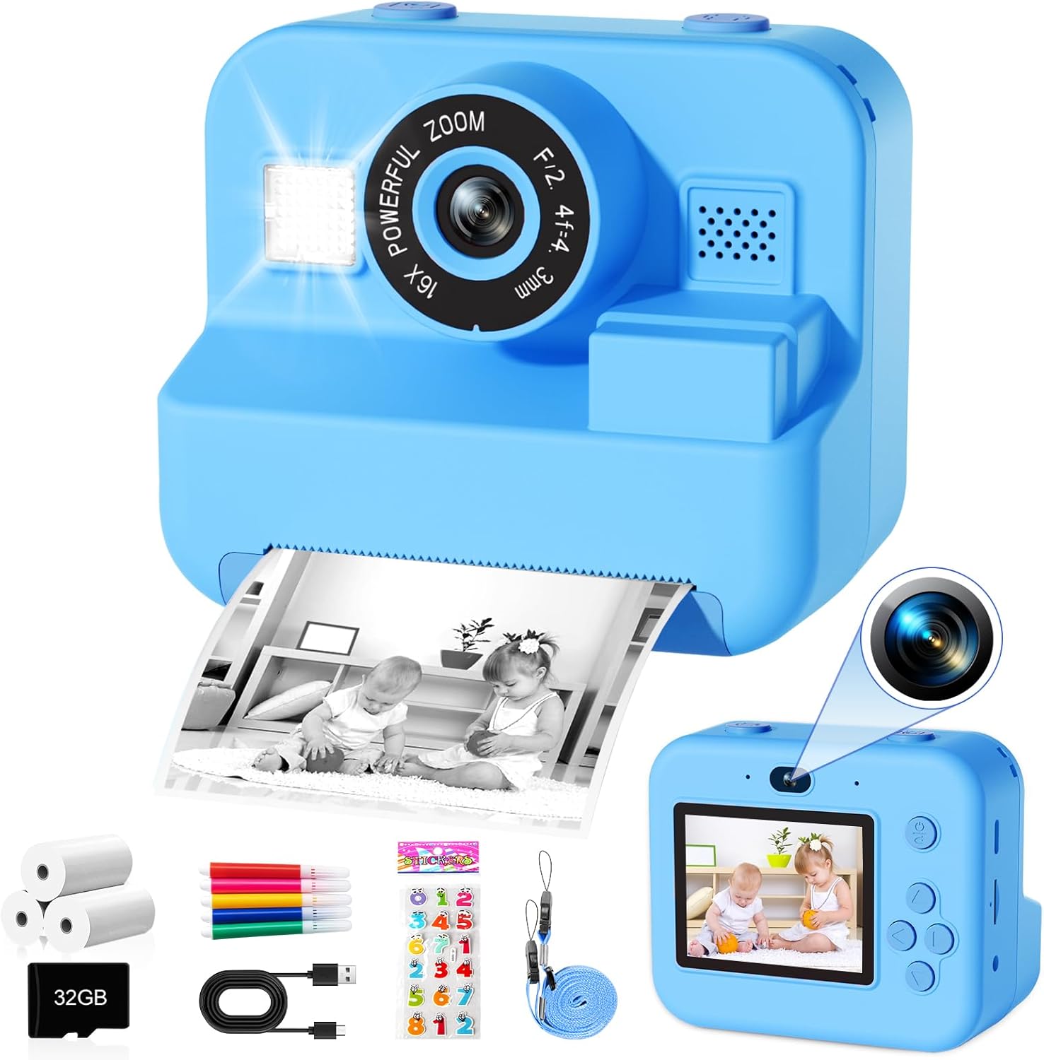 Kids Camera Instant Print - 1080P Camera for Kids with Printing Photo ...