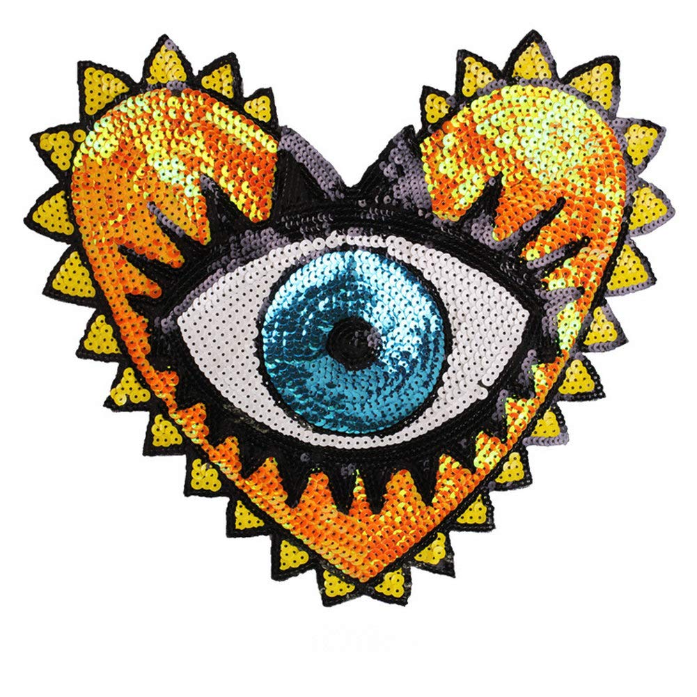Amazon.com: Sequin Patch Fashion Coat Patch Heart-Shaped Eye Sequins ...